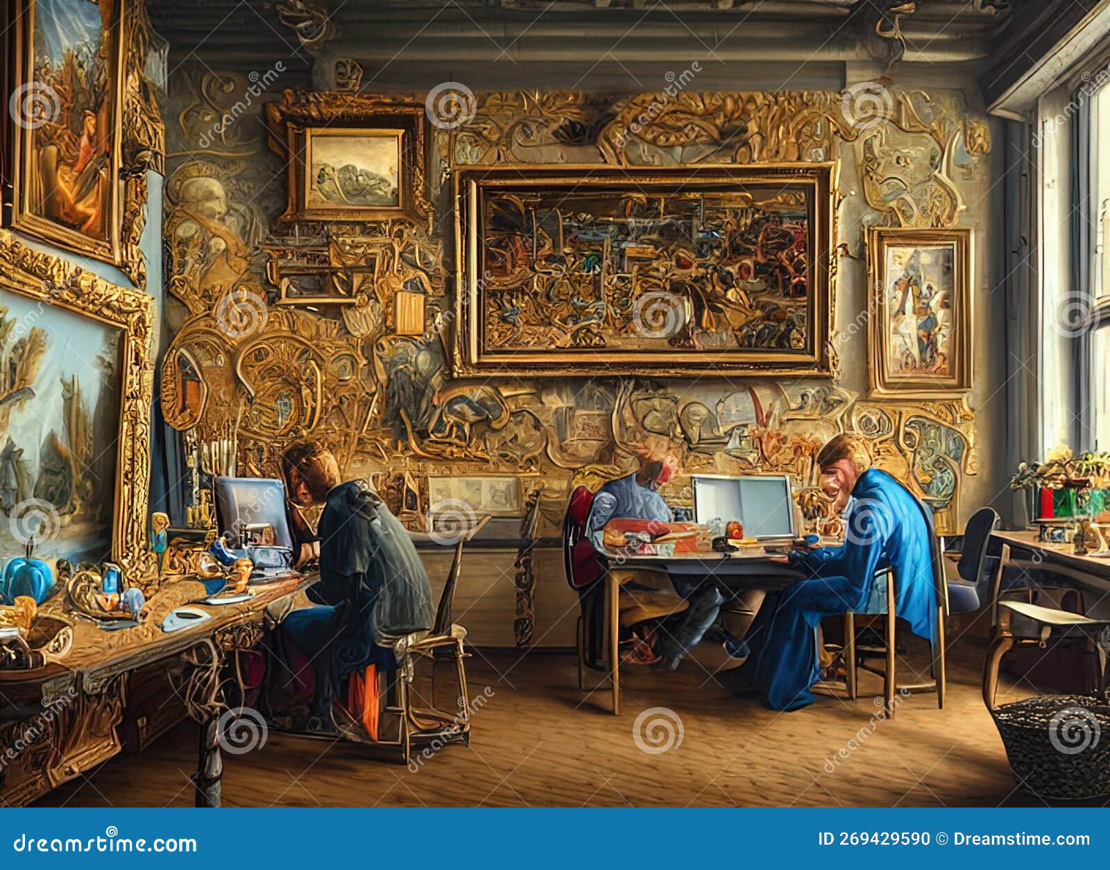 Micro Services Job Fictional Work Environment. Stock Illustration ...