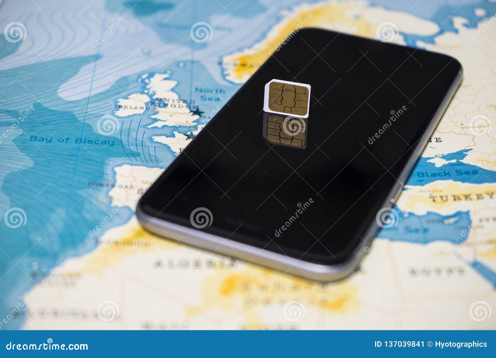 Micro SIM Card and Smartphone on the World Map Stock Image - Image of ...