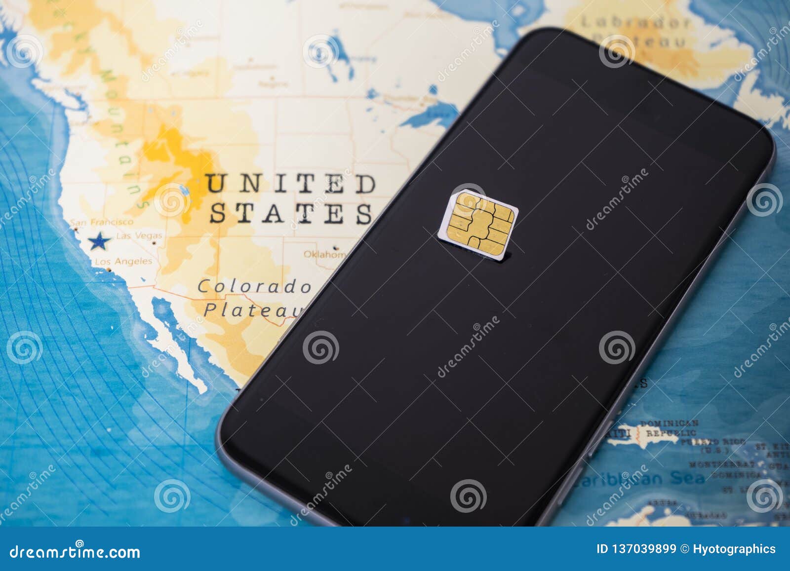 Micro SIM Card and Smartphone on the World Map Stock Image - Image of ...