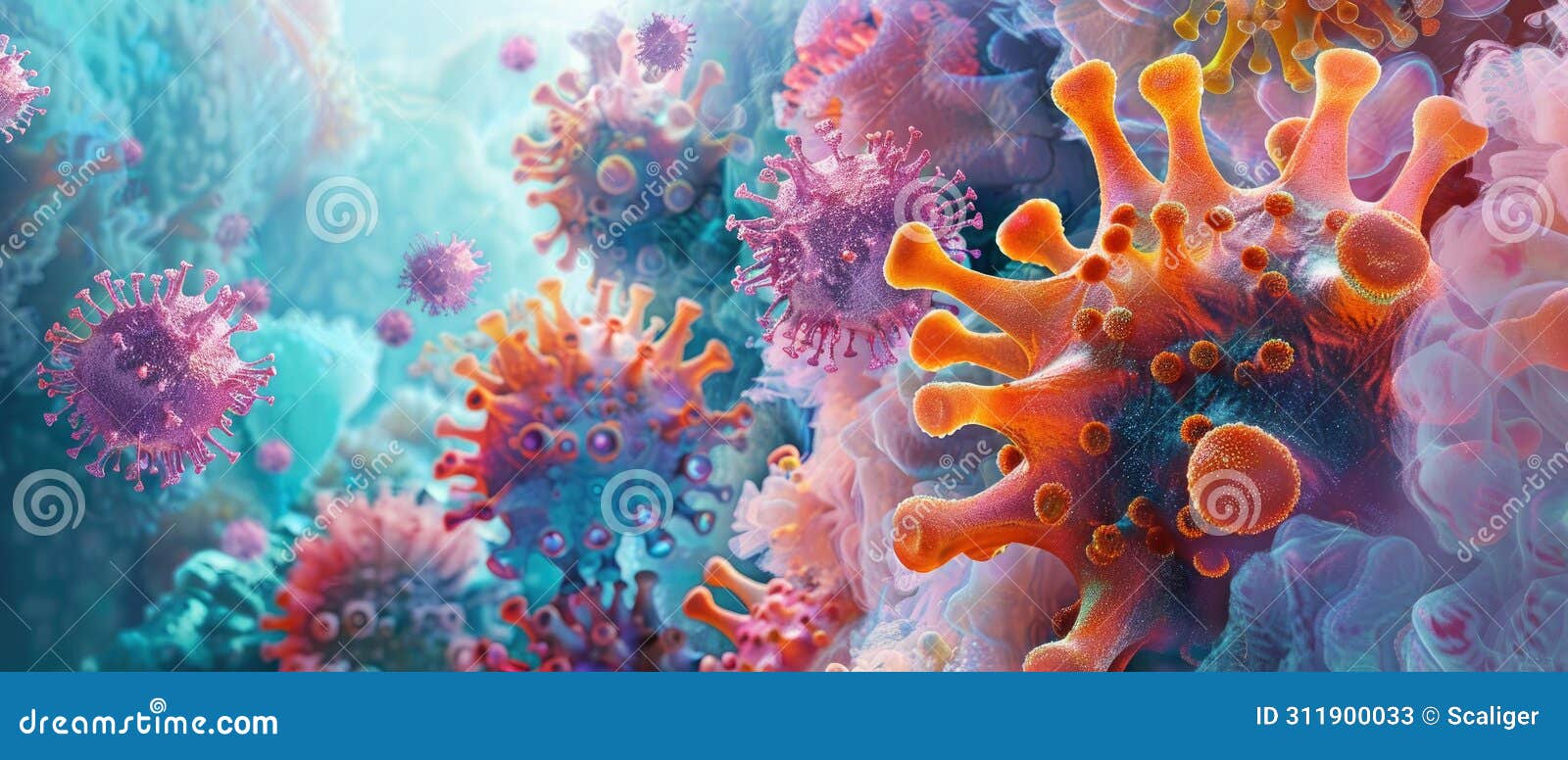 Micro Structure Background, Microscopic View of Virus and Bacteria ...