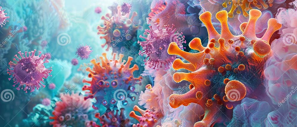 Micro Structure Background, Microscopic View of Virus and Bacteria ...