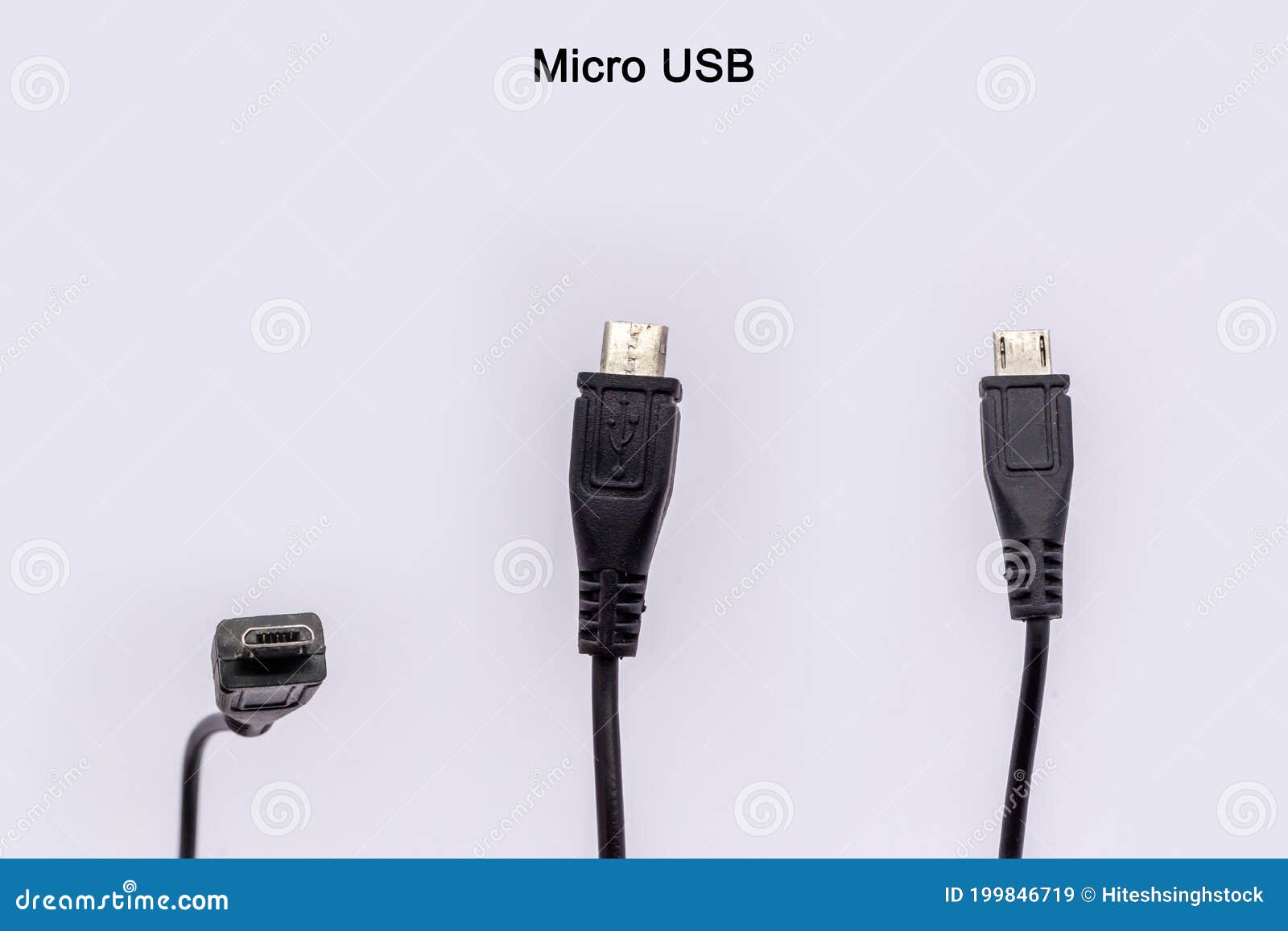 Micro USB Cable from Different Angles Isolated Against White Background ...