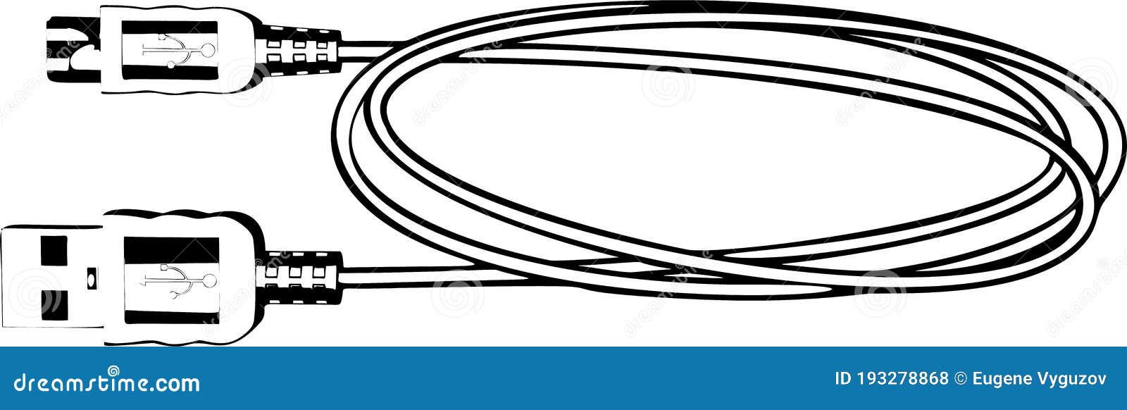 Micro Usb Cable, Usb Cable Vector Illustration Stock Vector ...