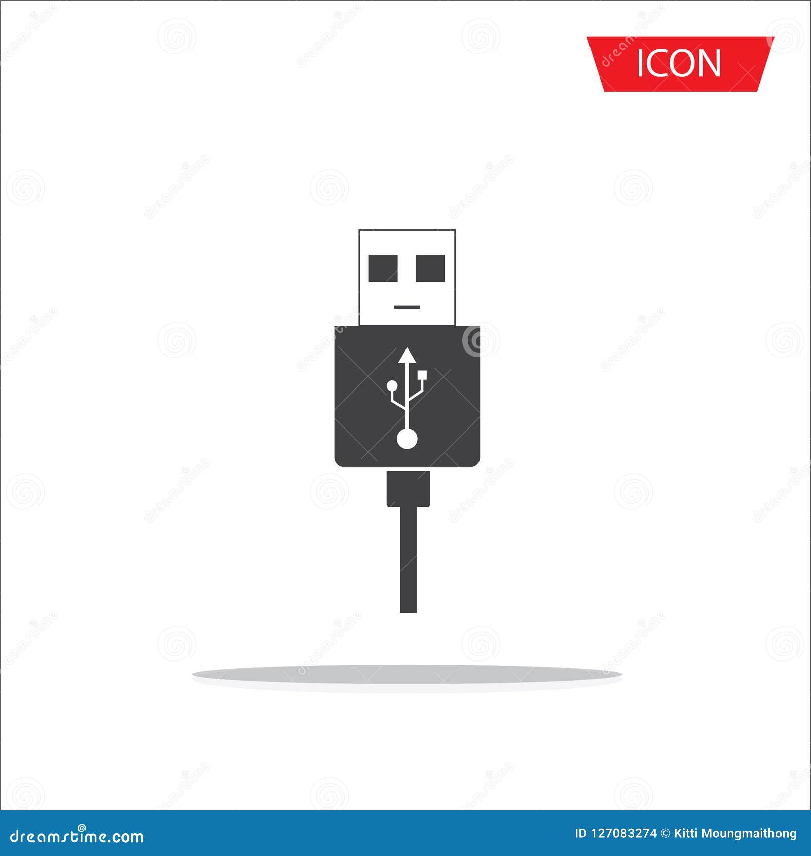 Micro USB Cables Icon Isolated on White Background, Stock Vector ...