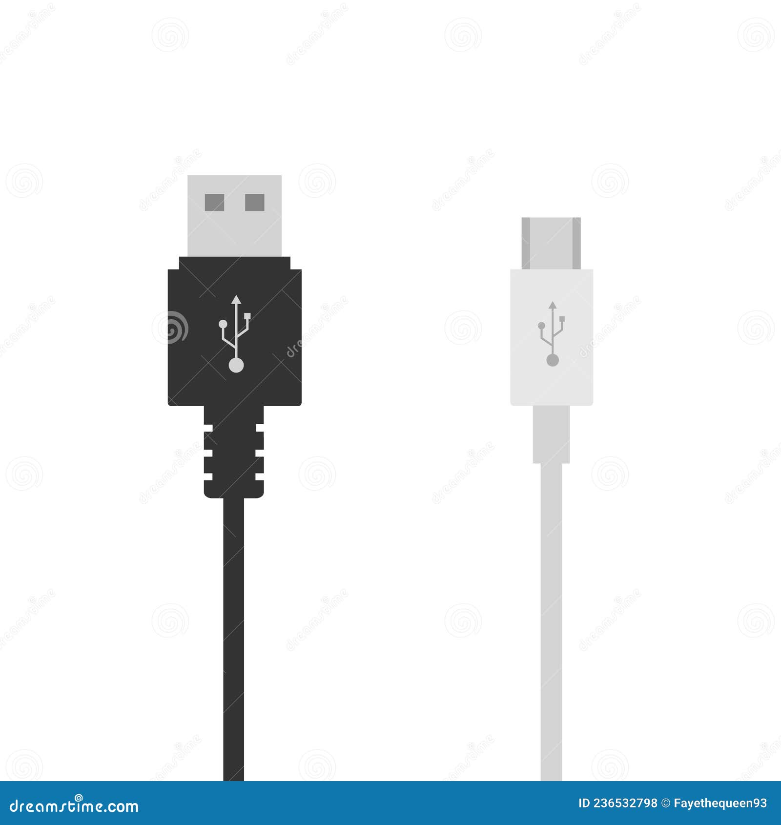 Micro USB Cables Isolated on White Background. Stock Vector ...