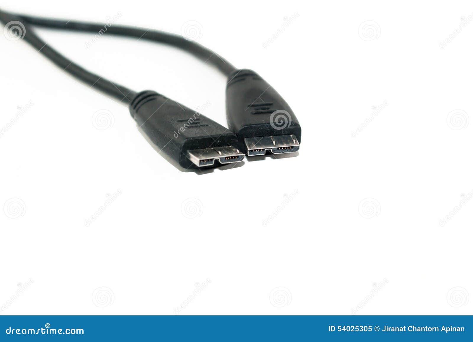 Micro USB 3 Data Cable Isolate Stock Image - Image of type, computer ...