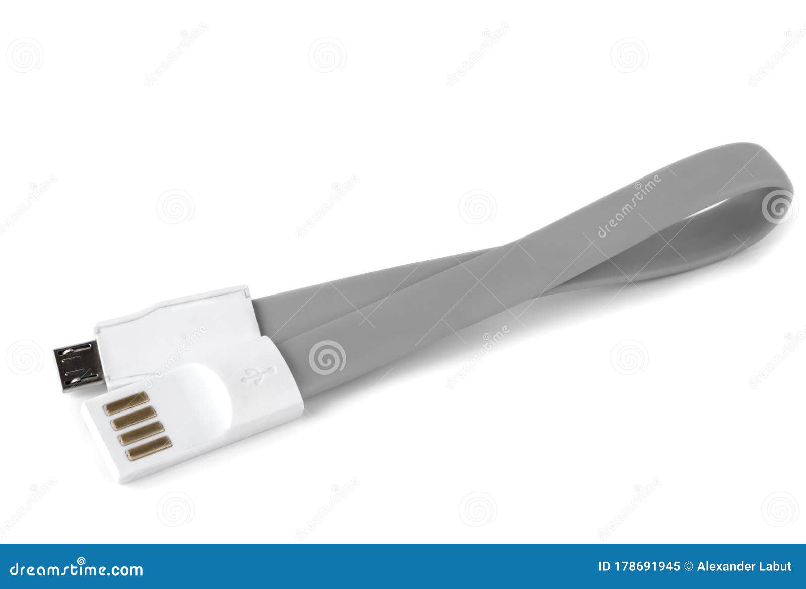 Micro Usb To Usb Cable Plug Of Gray Color Isolated On White Background ...