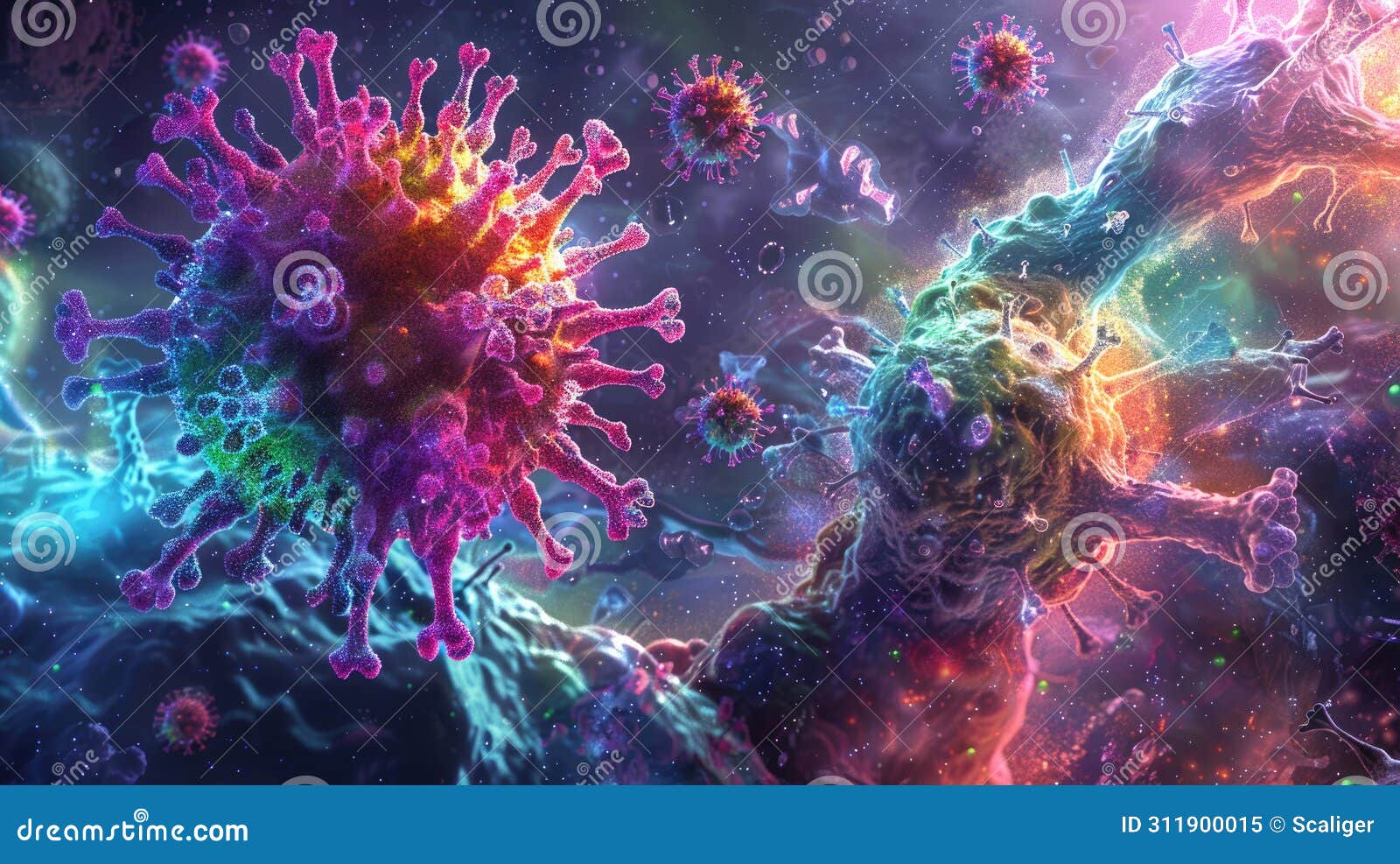 Micro World Background, Microscopic View of Virus and Bacteria. Theme ...