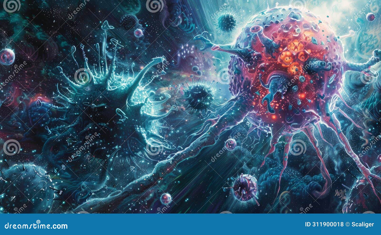 Micro World Background, Microscopic View of Virus and Bacteria. Theme ...