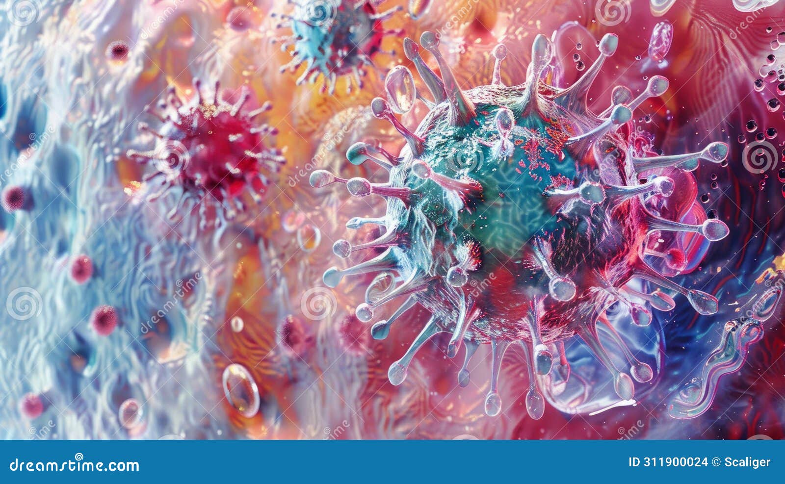 Micro World Background, Microscopic View of Virus and Bacteria. Theme ...