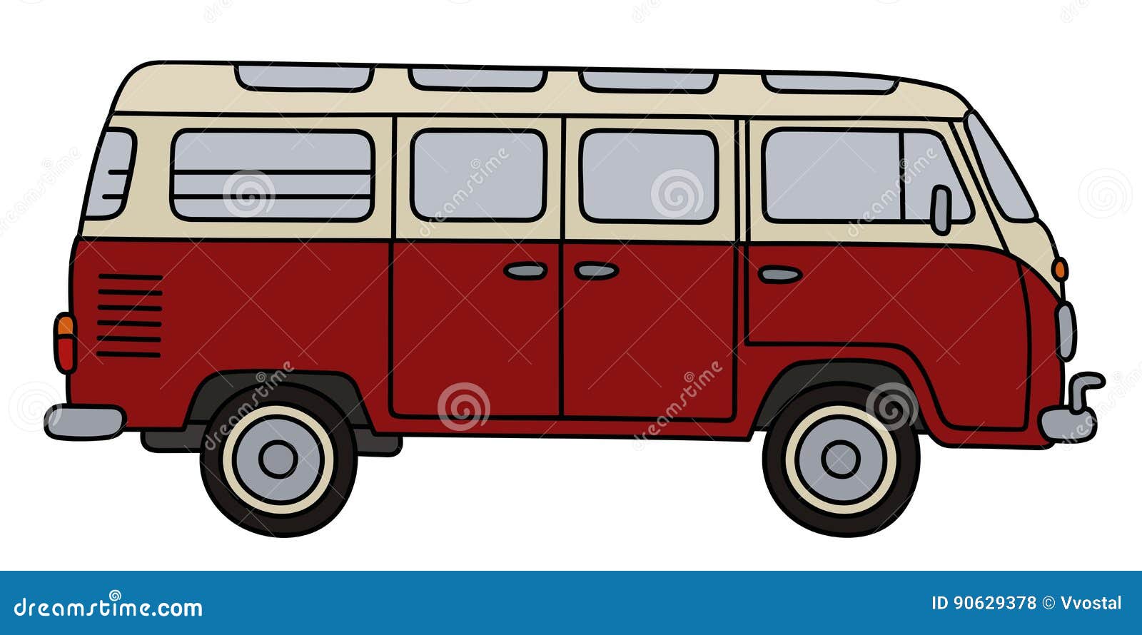 Microbús rojo clásico ilustración del vector. Ilustración de camino ...