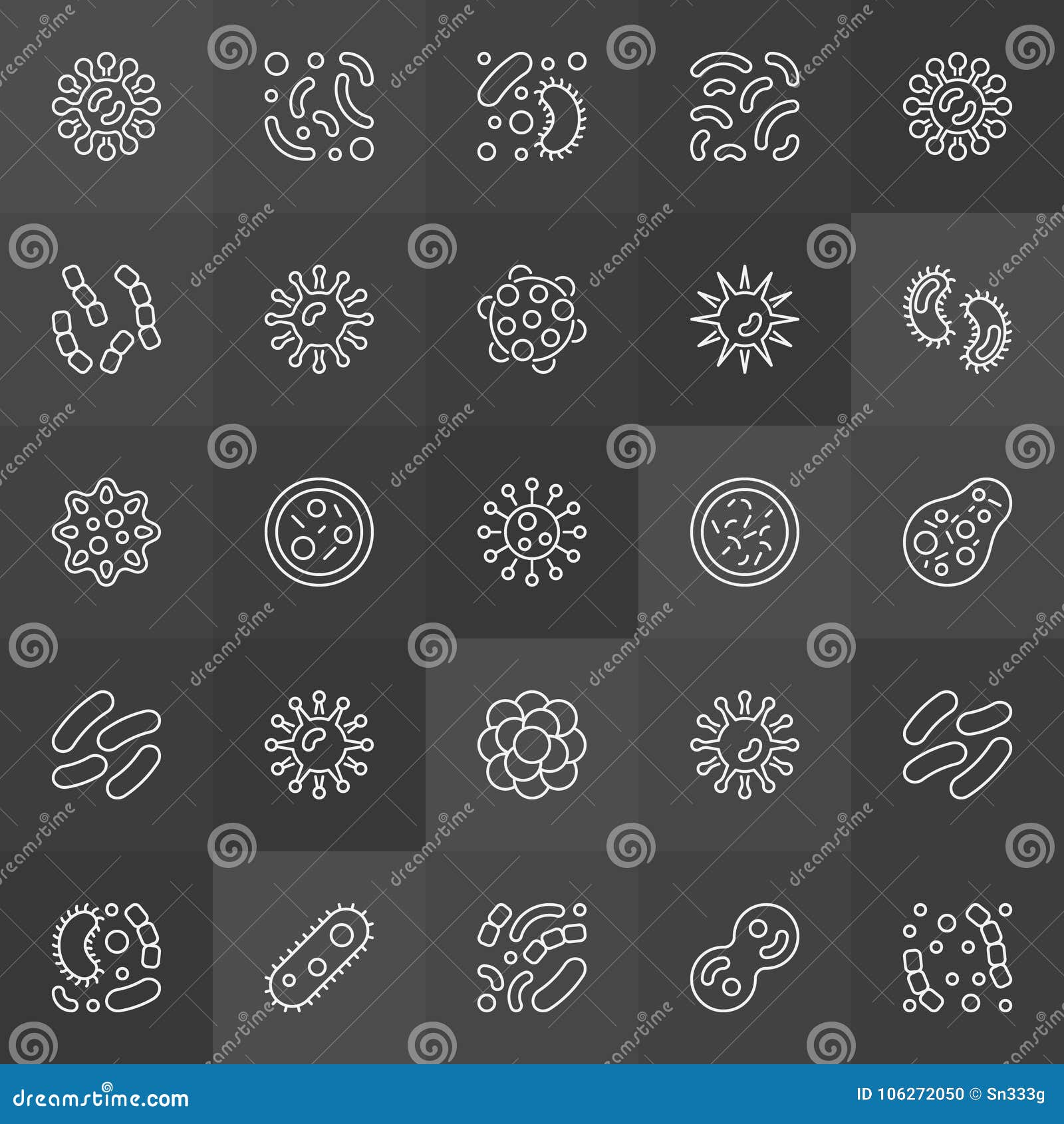 Microbe And Bacteria Vector Outline Icons Stock Vector - Illustration ...
