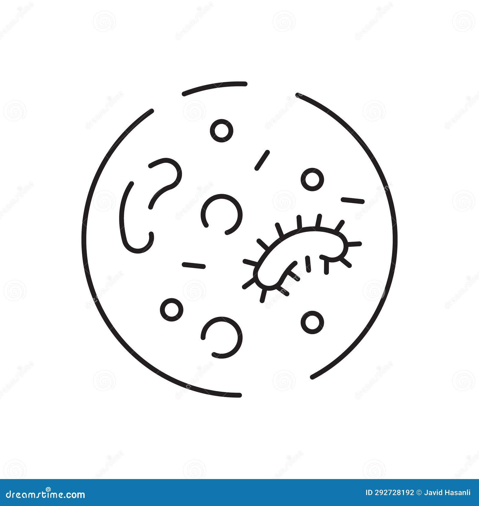 Microbe and Bacterium Vector Line Icon. Grey Virus, Bacteria, Germs and ...