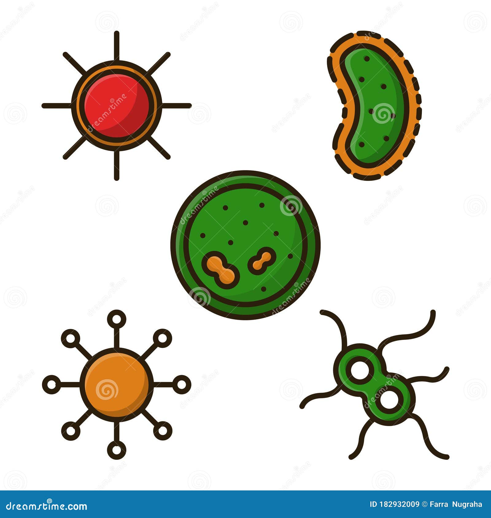 Microbe Germ Virus and Bacteria. Filled Outline Icon Design Vector ...