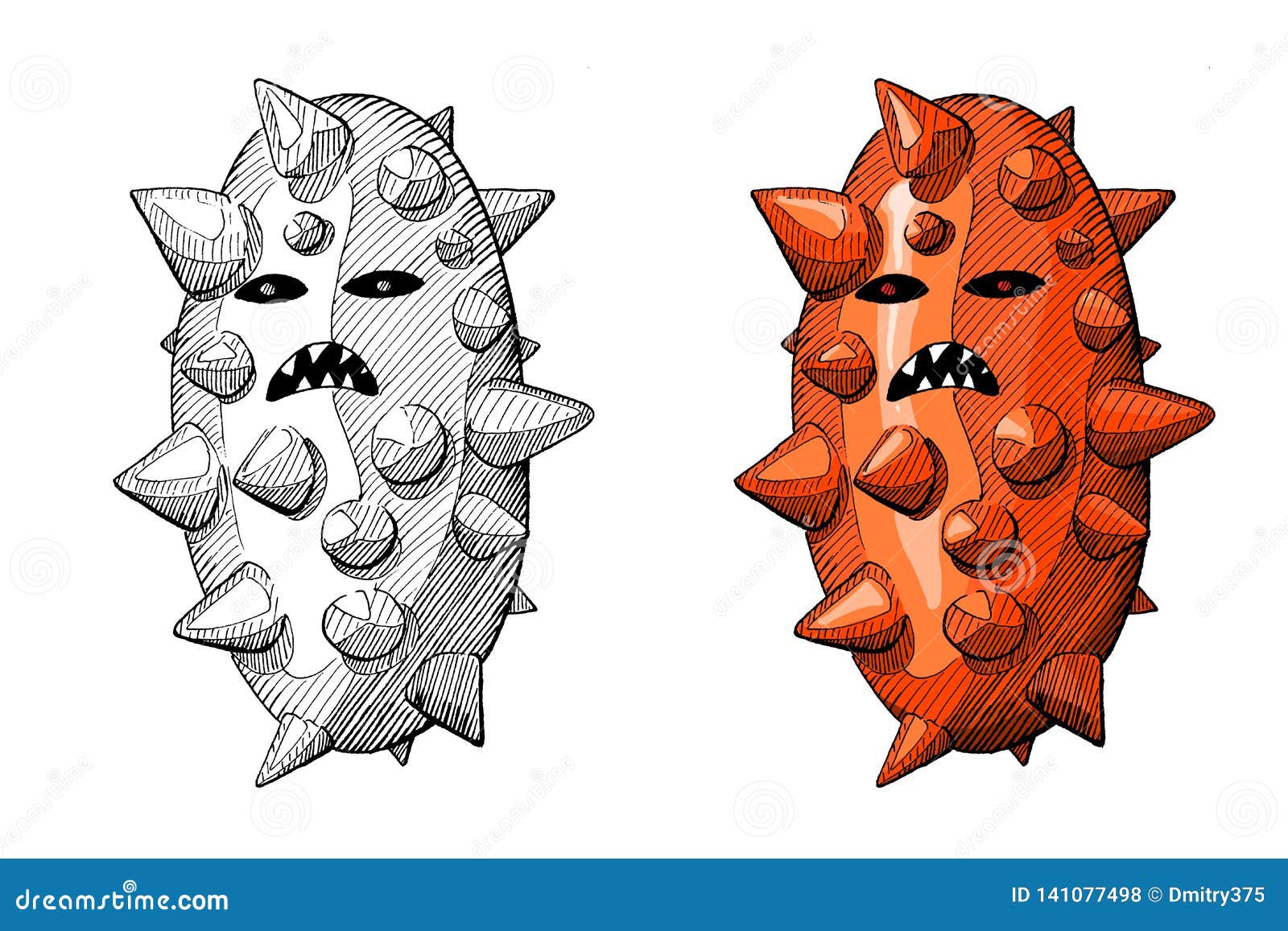 Microbe Hand Drawn Ink Vintage Doodle Illustration Stock Illustration ...
