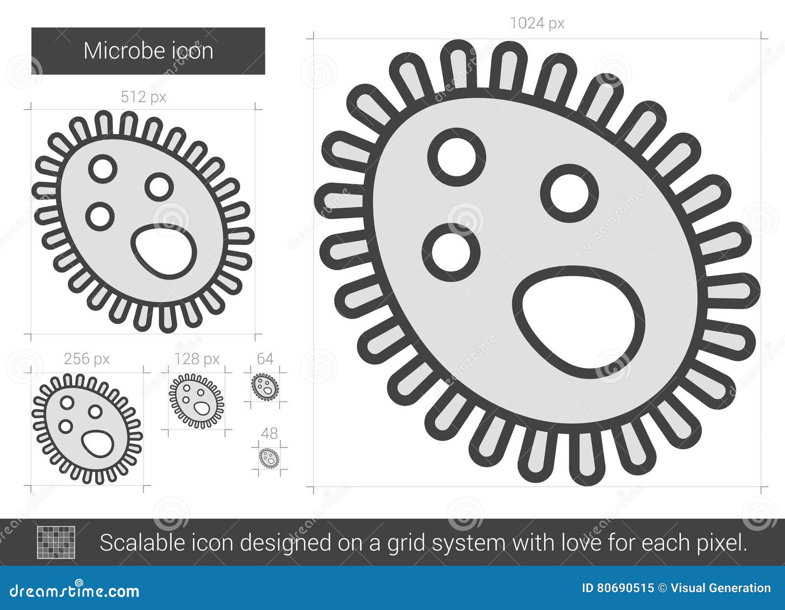 Microbe line icon. stock vector. Illustration of danger - 80690515