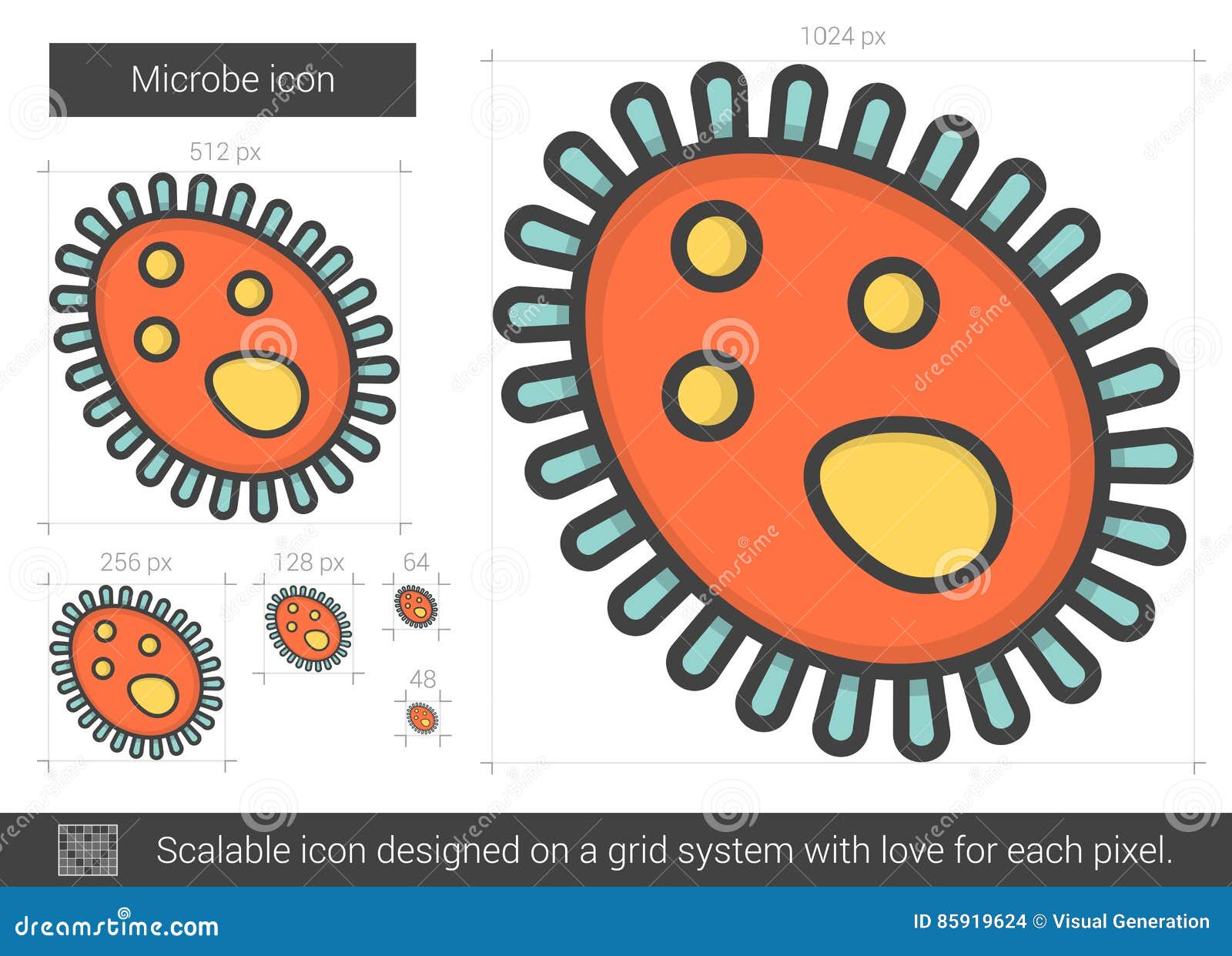 Microbe line icon. stock vector. Illustration of medicine - 85919624