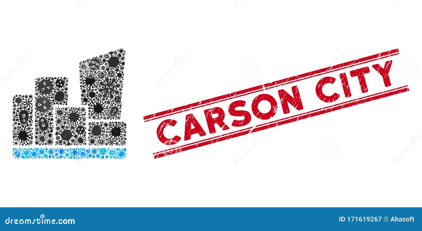 Pathogen Collage City Icon and Textured Carson City Seal with Lines ...