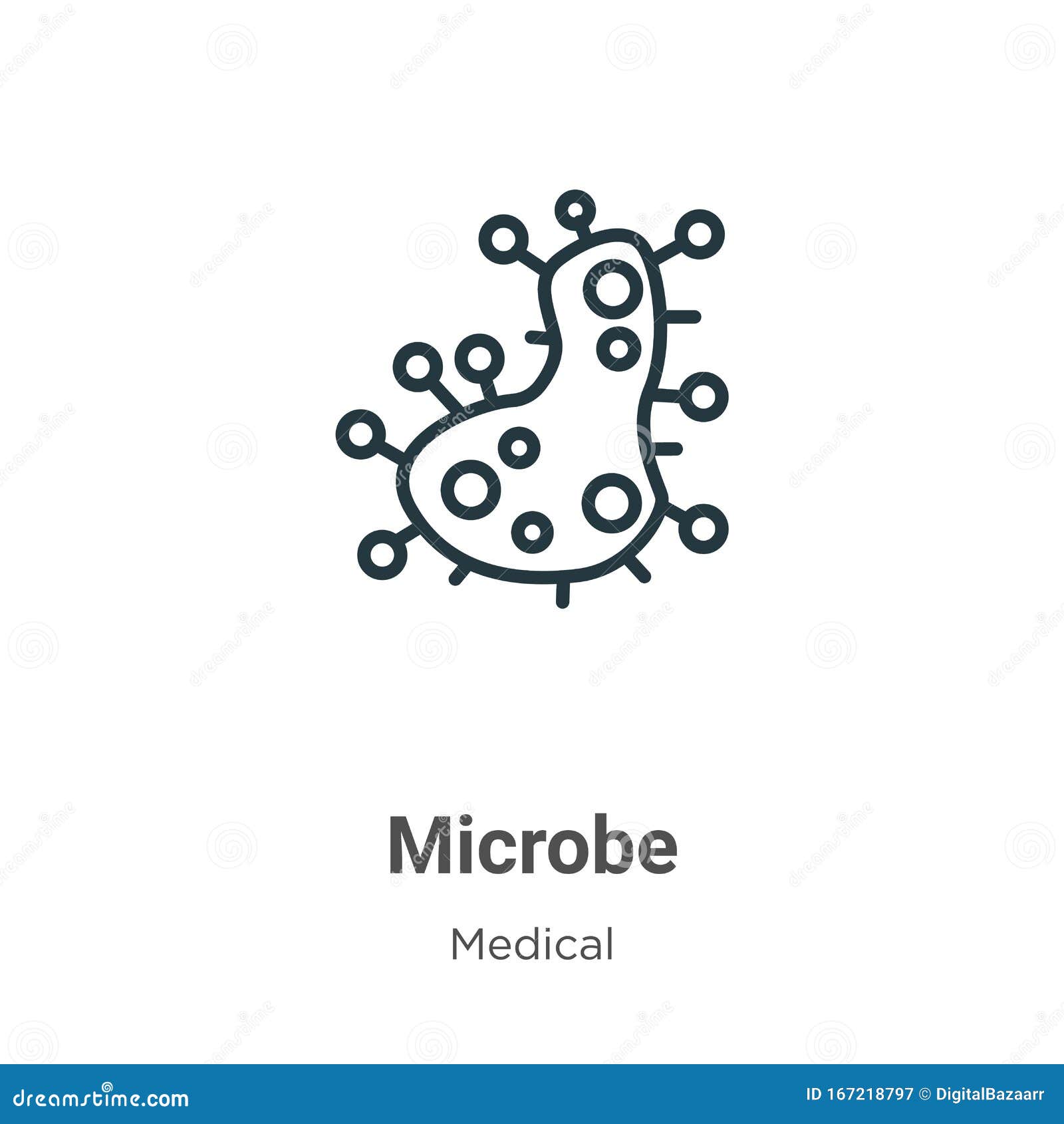 Microbe Outline Vector Icon. Thin Line Black Microbe Icon, Flat Vector ...