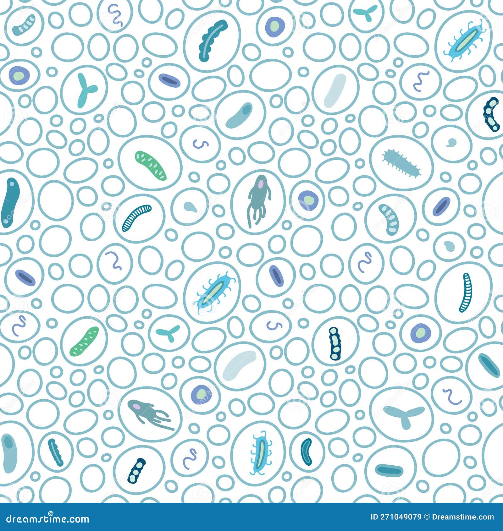 Microbe Seamless Pattern. Molecules, Cells of Virus, Bacteria in ...