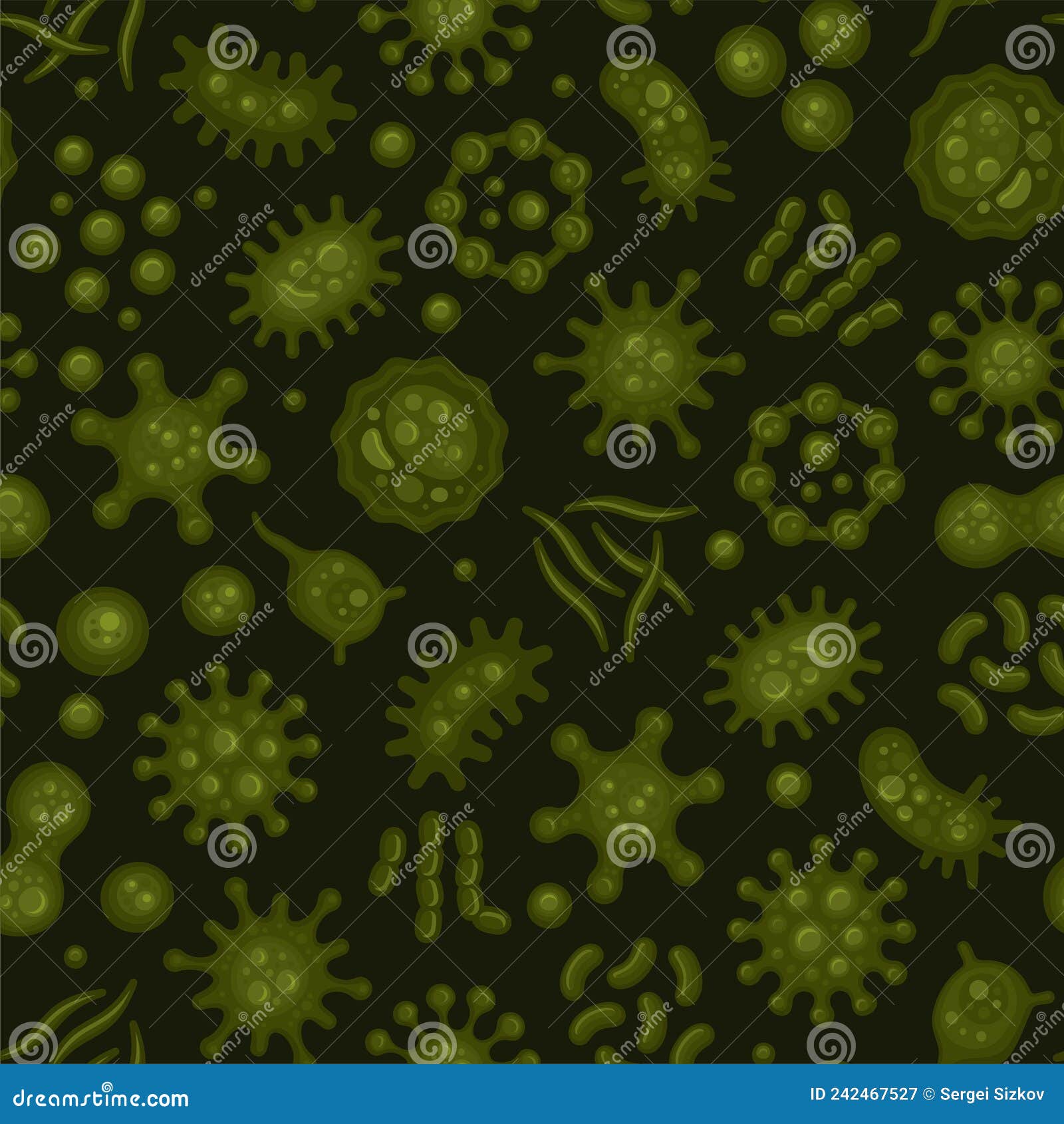 Microbe and Virus Under Microscope Seamless Pattern. Vector Stock ...