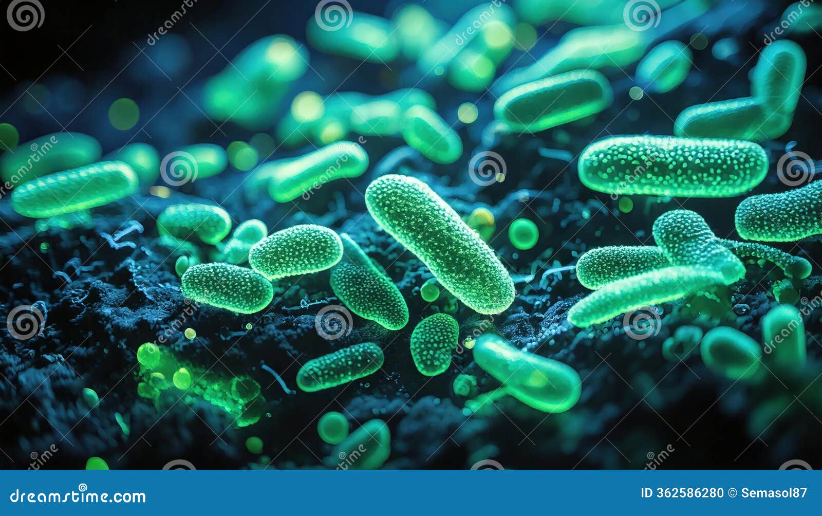 Microbes Bacteria Floating in an Illuminated Environment Showcasing ...