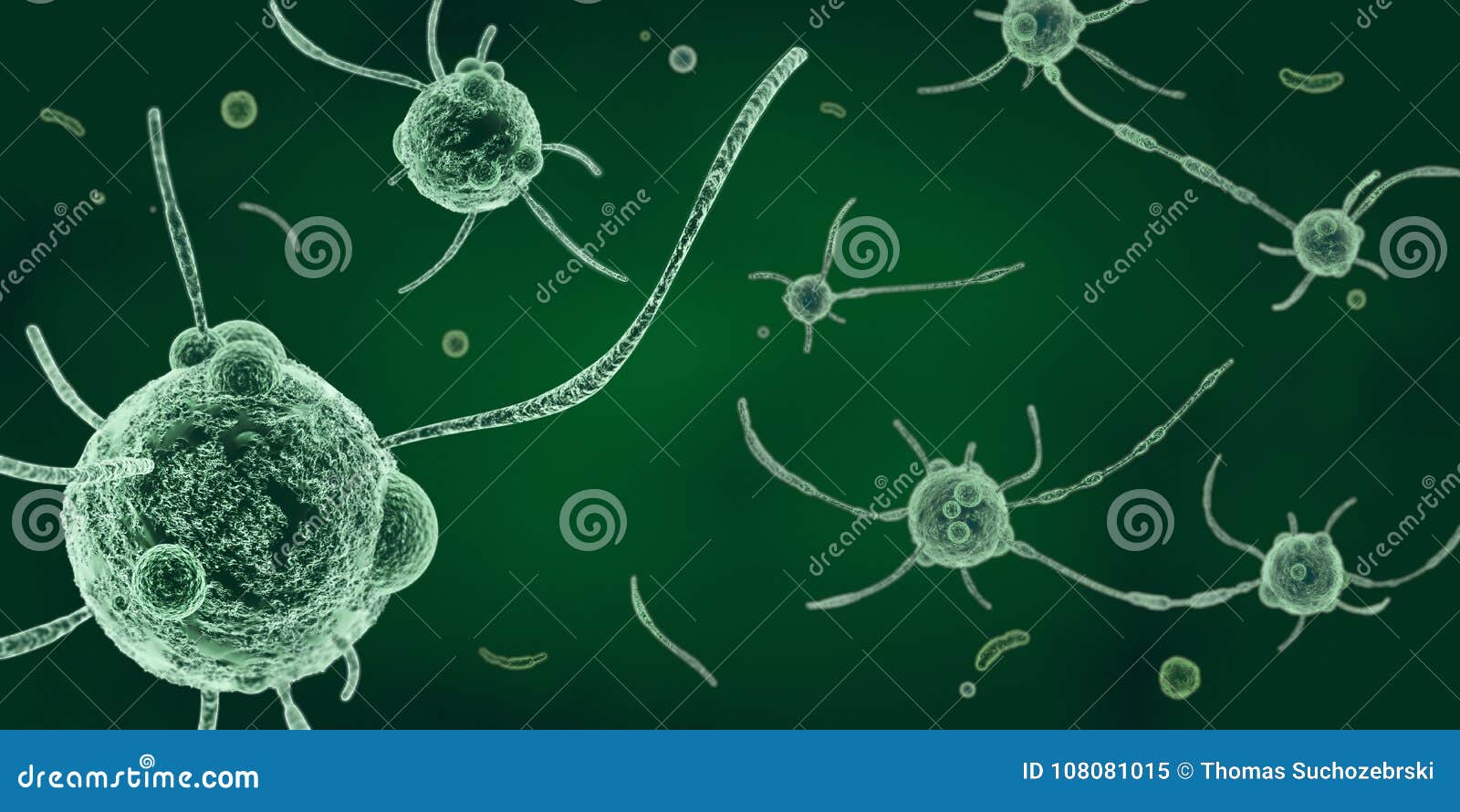 Microbes in Electron Microscope Stock Illustration - Illustration of ...
