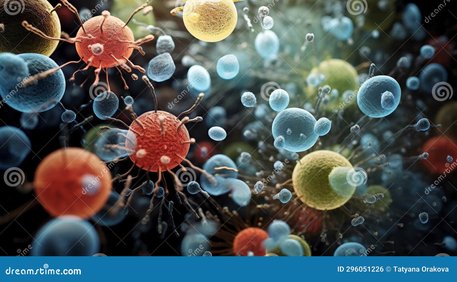 Microbes, Microorganisms, Viruses Under a Microscope. Stock ...