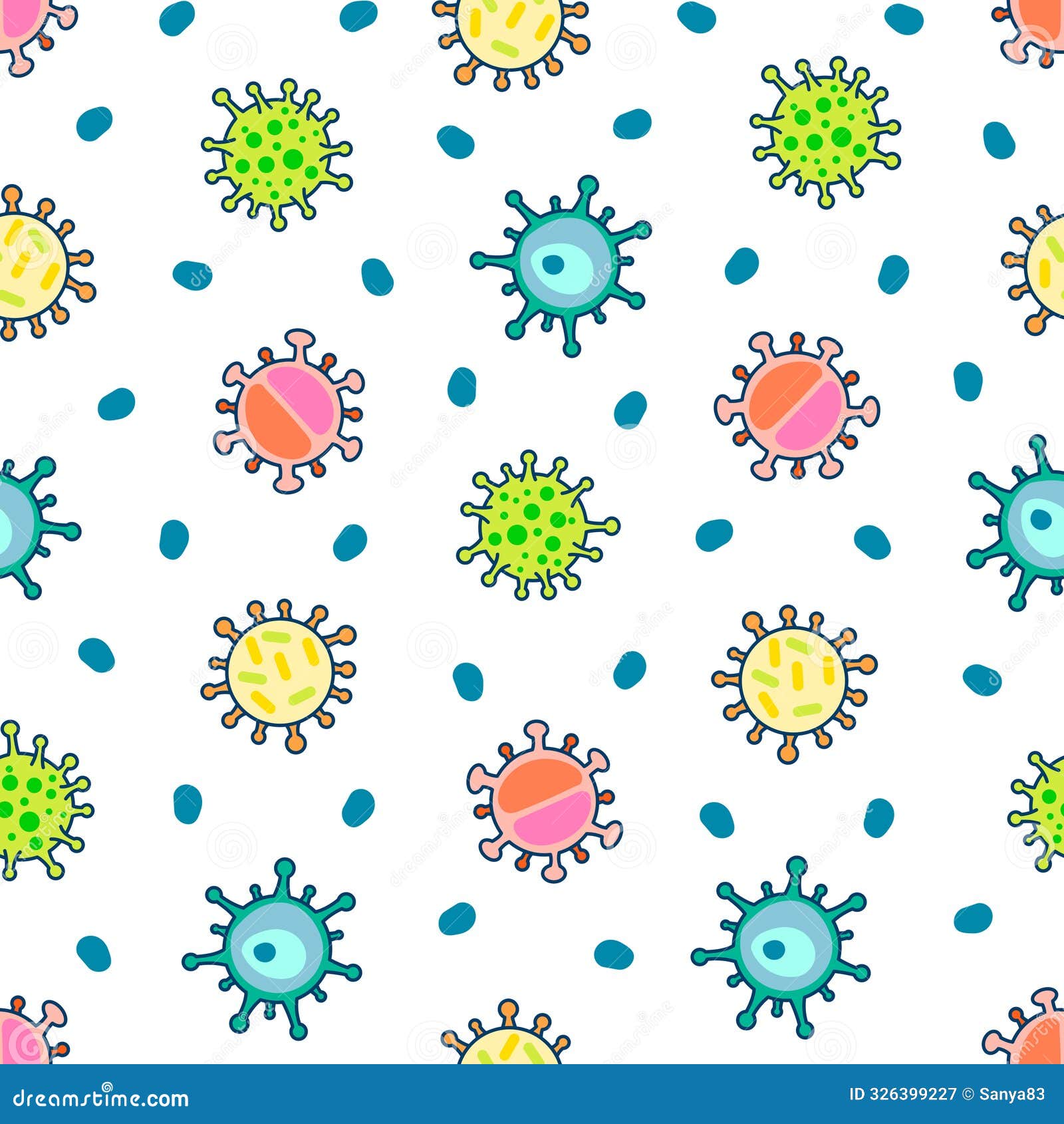 Microbes and Pathogen. Seamless Pattern Stock Illustration ...