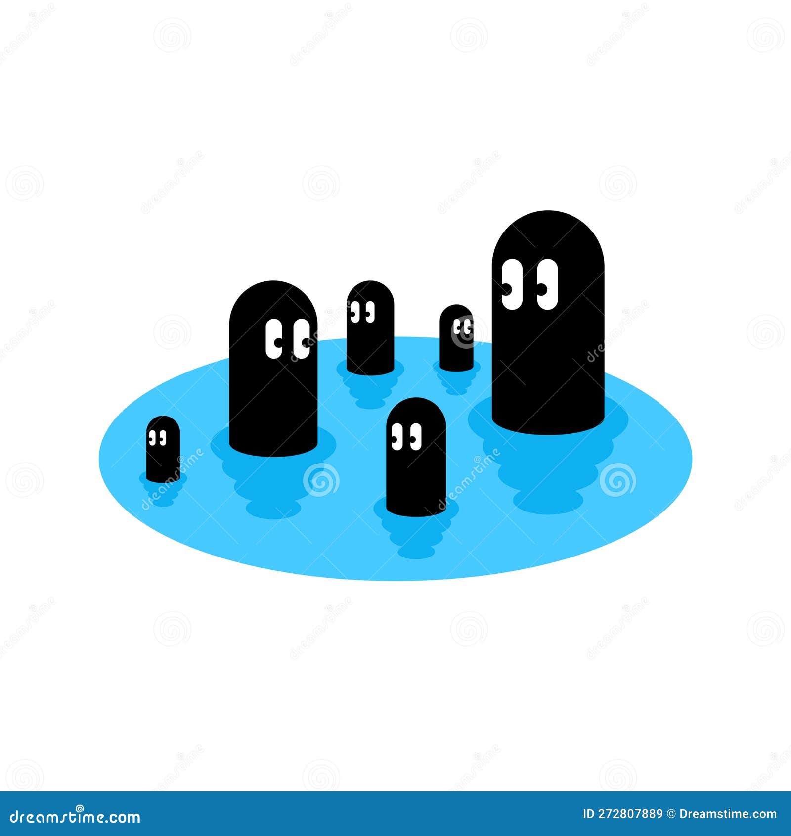 Microbes in Puddle Cartoon Isolated. Vector Illustration Stock Vector ...