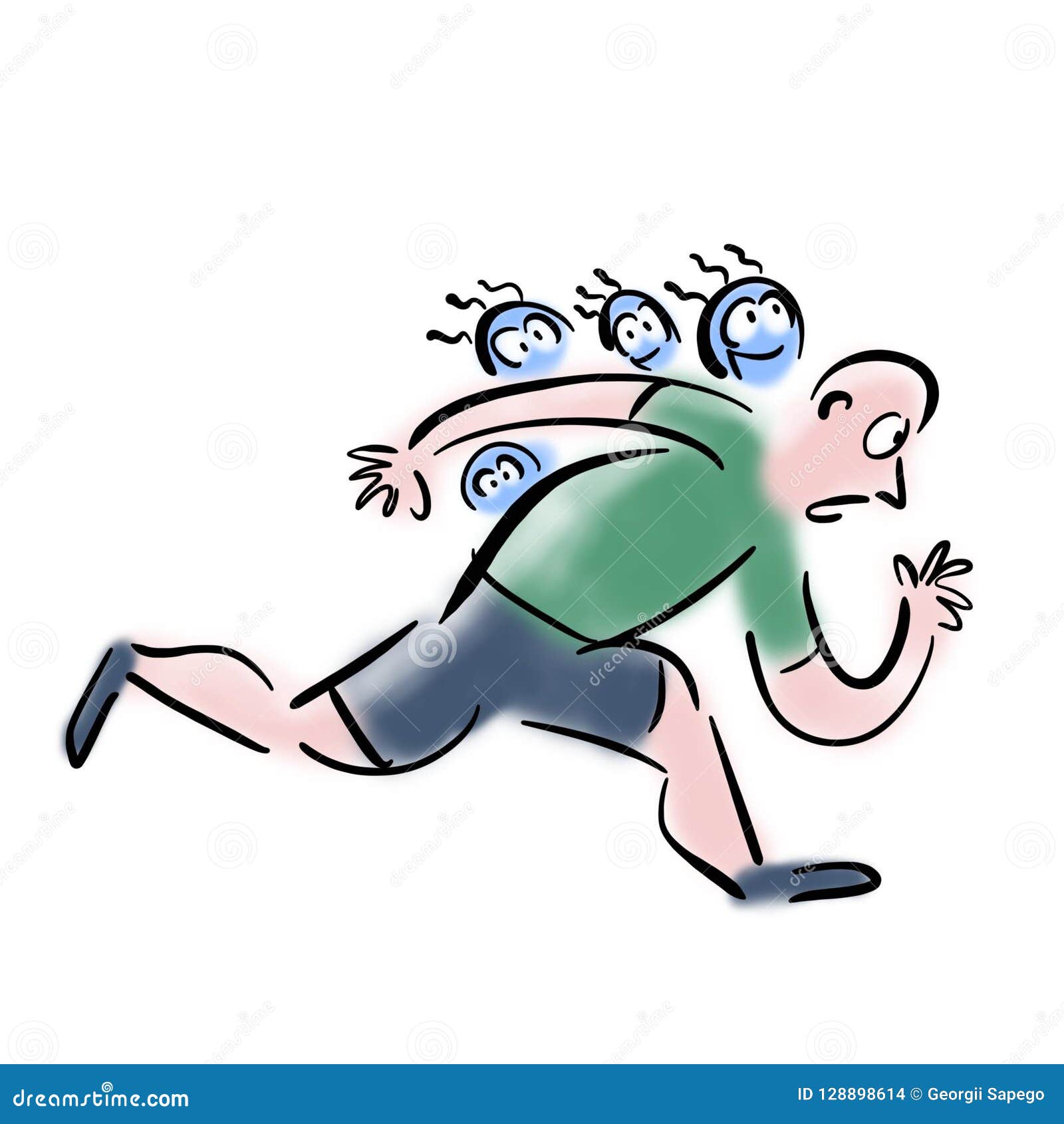 Microbes Sitting on Running Man Stock Illustration - Illustration of ...