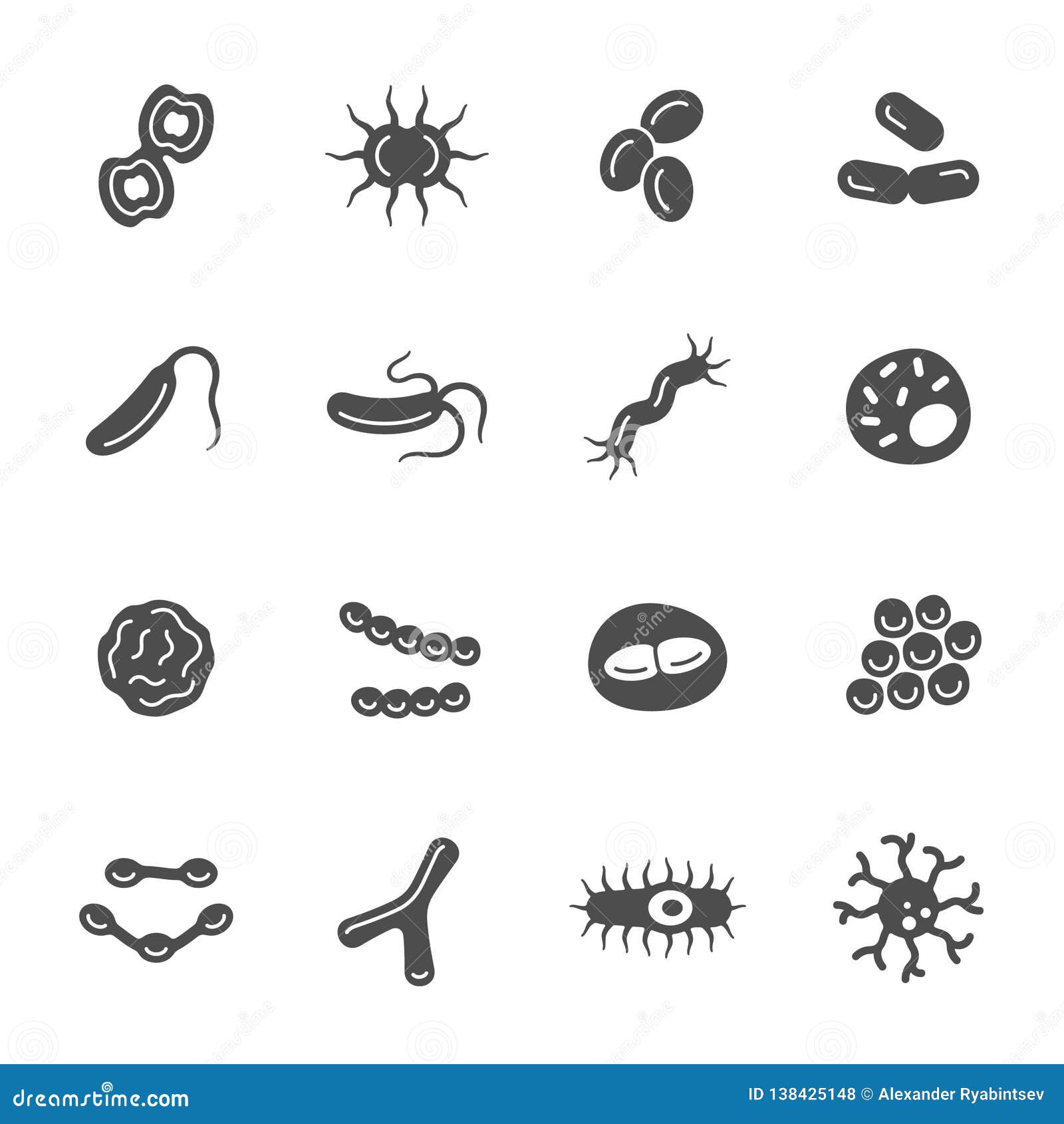 Microbes Types Vector Icon Set Stock Vector - Illustration of icon ...