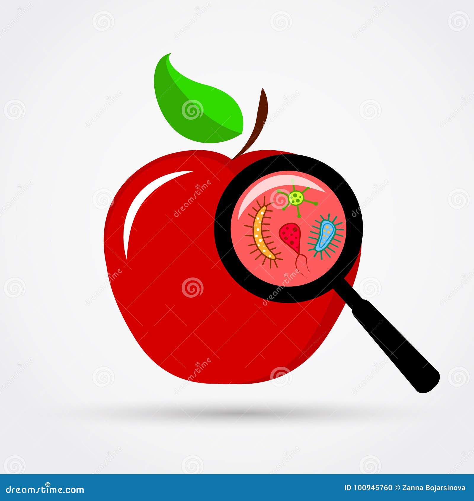 Microbes Under Magnification on the Apple. Stock Vector - Illustration ... Microbes Under Magnification on the Apple. Stock Vector - Illustration ...