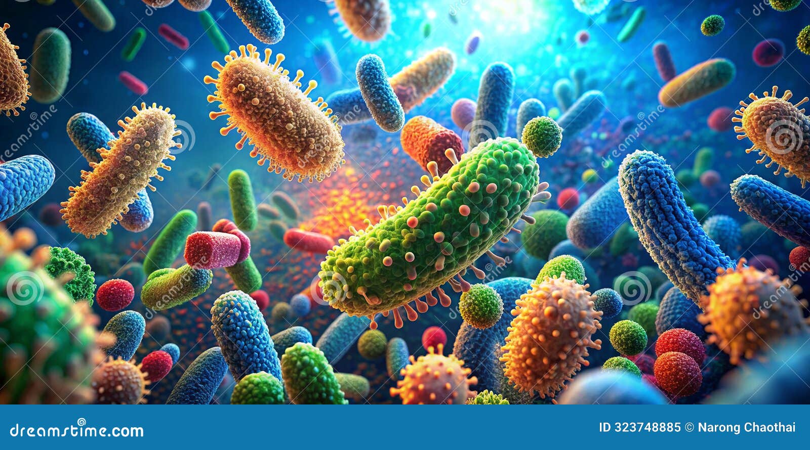 Microbes Under a Microscope Minecraft Style Generative by AI Stock ...