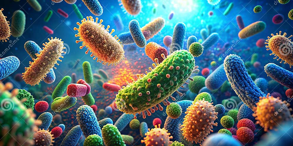 Microbes Under a Microscope Minecraft Style Generative by AI Stock ...