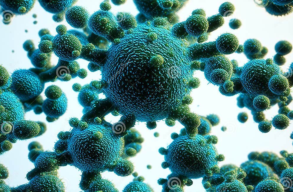 Microbes and Various Viruses Under a Microscope Stock Illustration ...