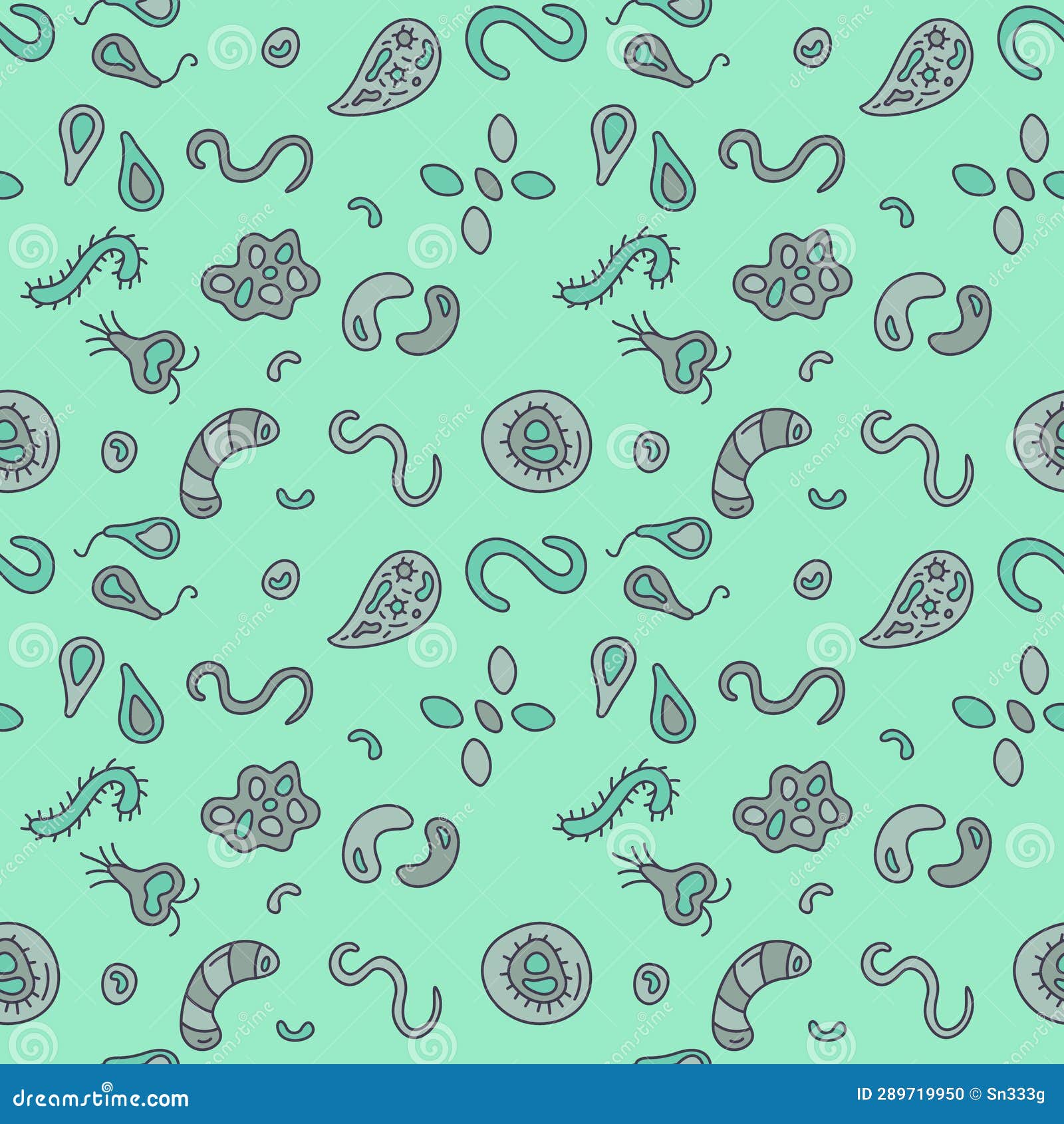Microbes Vector Microbiology or Biology Concept Colored Seamless ...