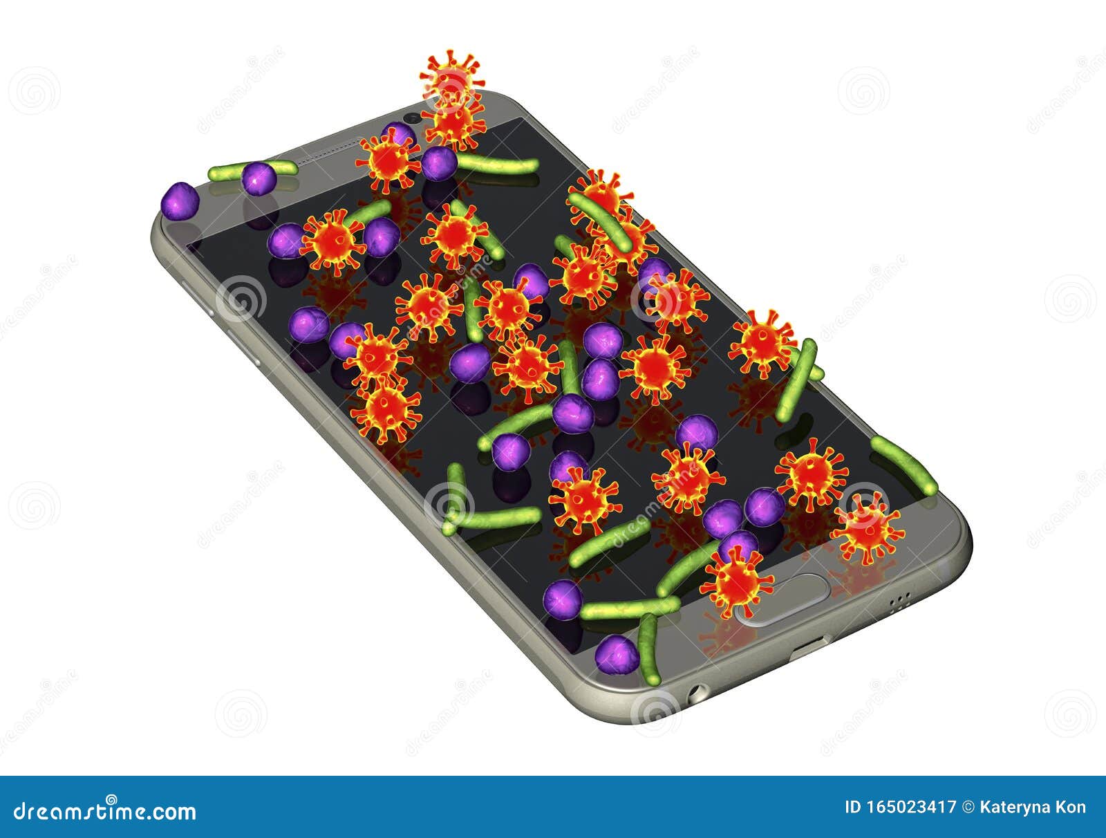Microbial Contamination of a Mobile Phone, Conceptual Image Stock ...