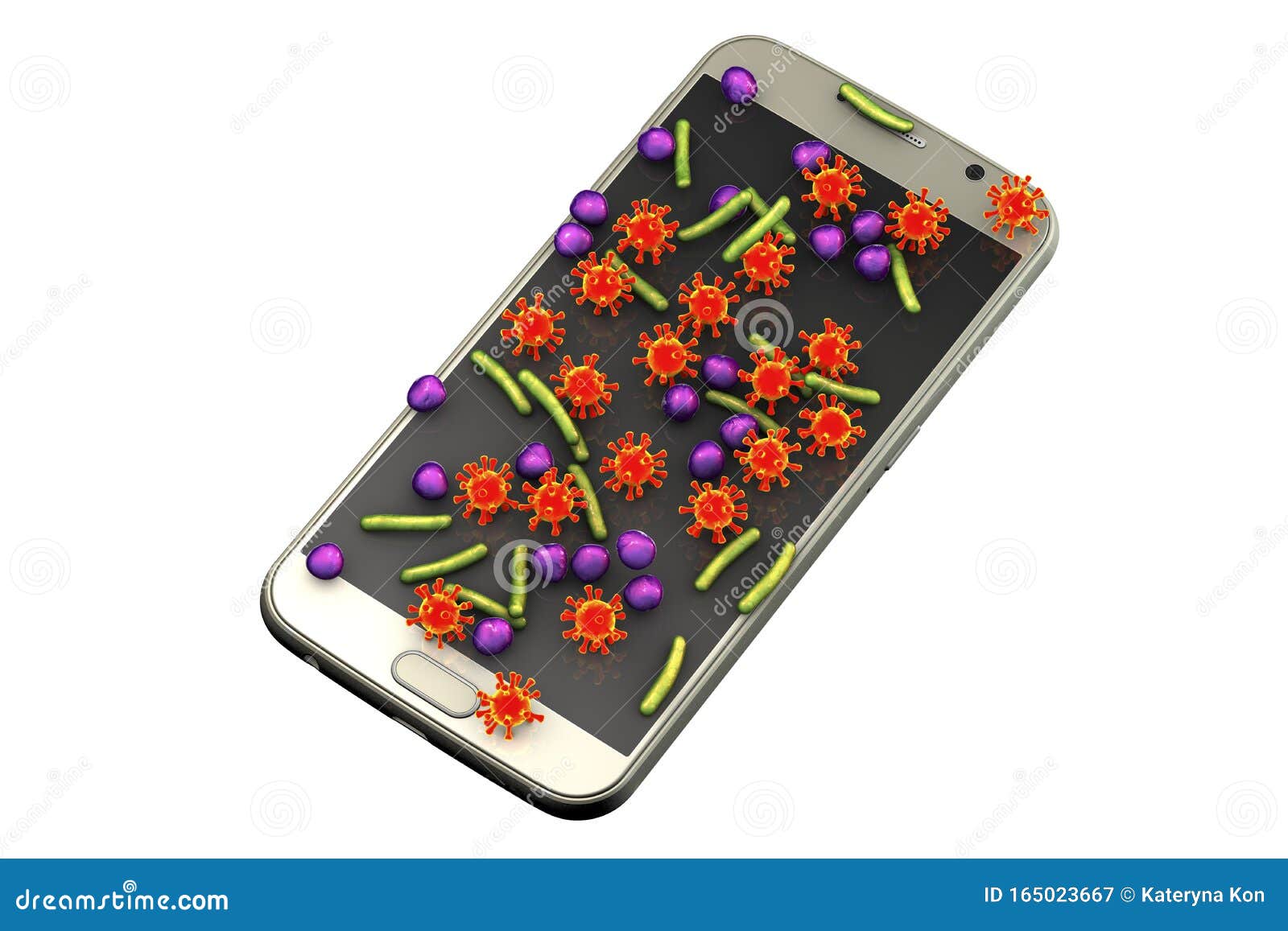 Microbial Contamination of a Mobile Phone, Conceptual Image Stock ...