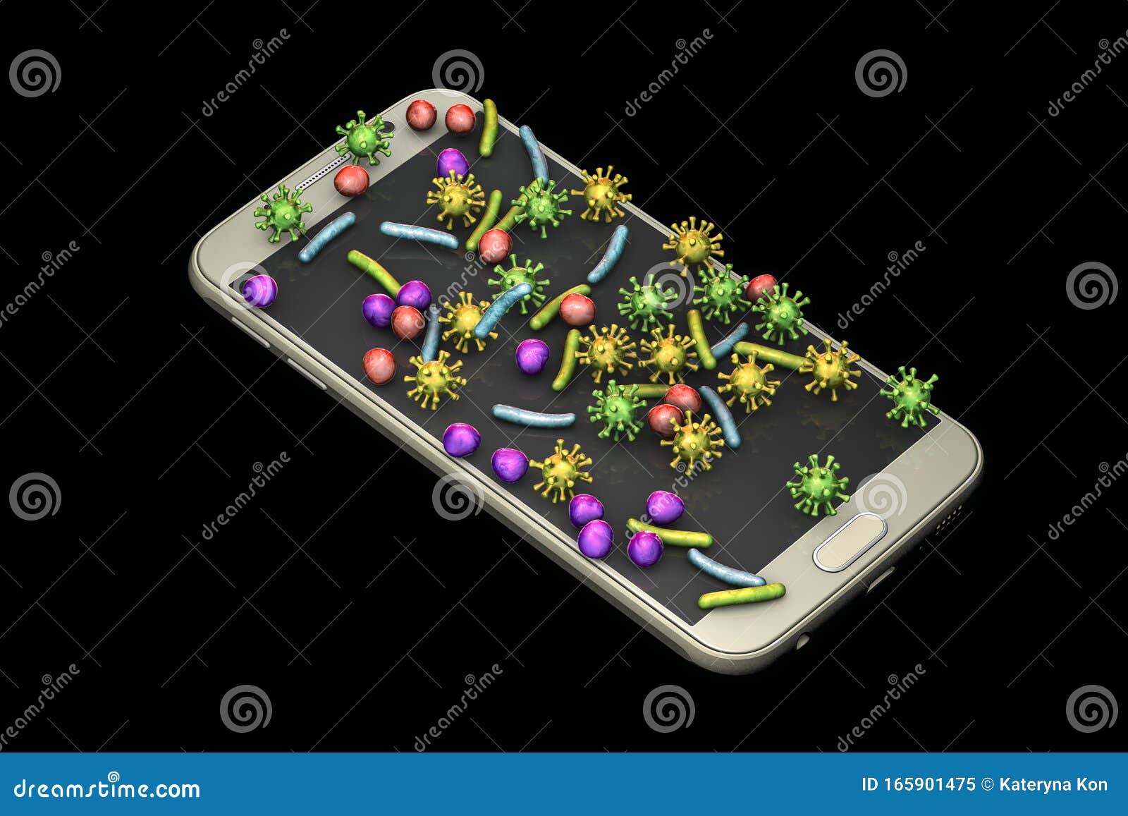 Microbial Contamination of a Mobile Phone, Conceptual Image Stock ...