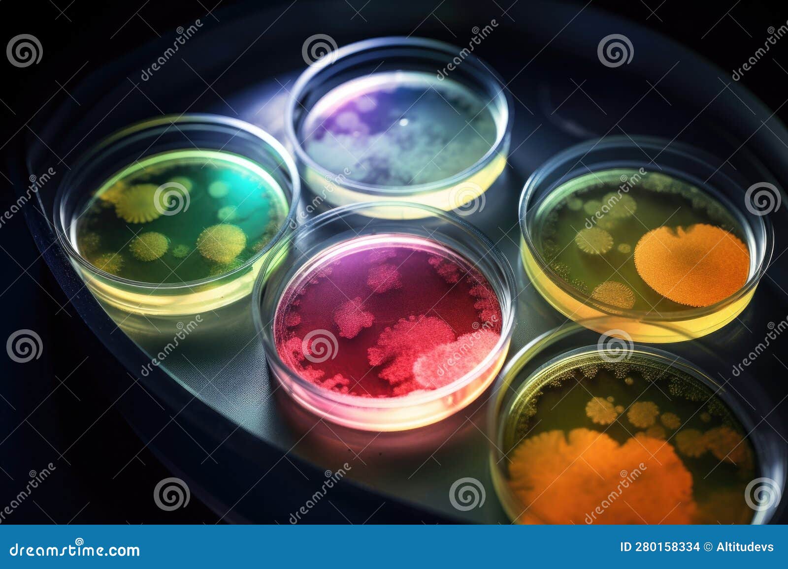 Microbial Culture On Agar Plate Growing Into Unique And Diverse Colony ...