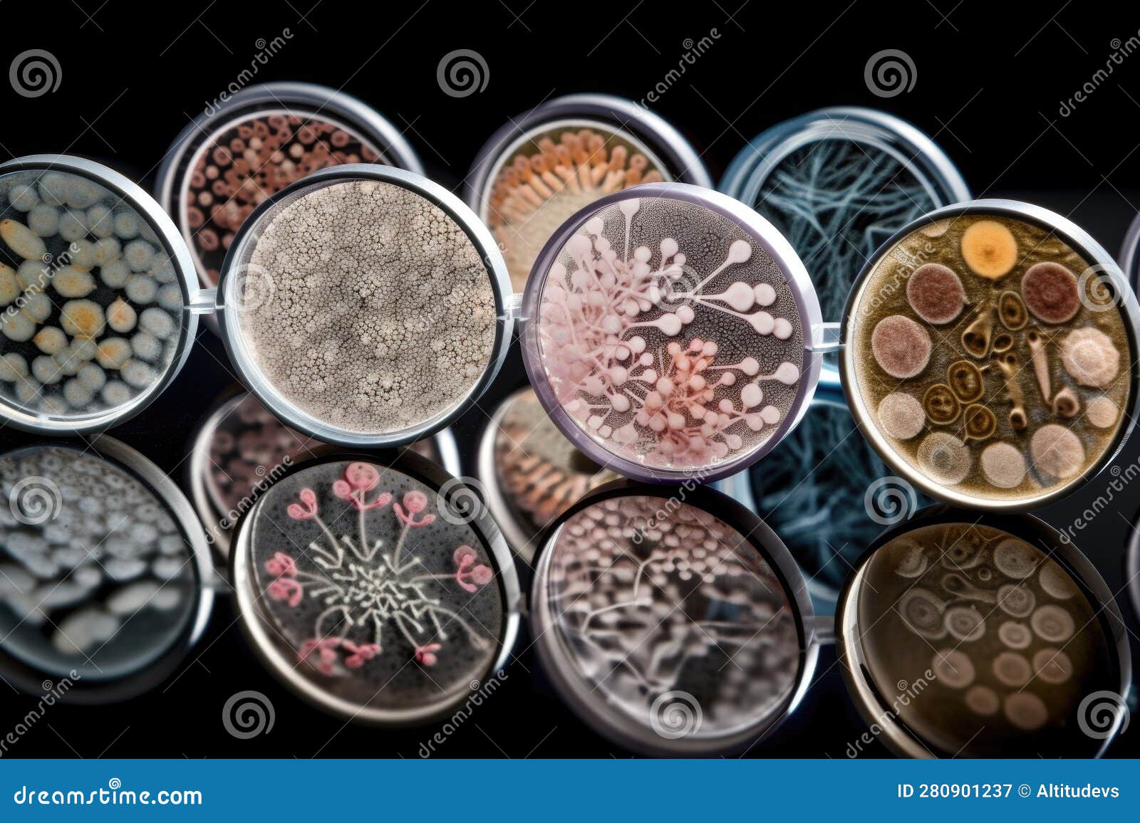 Microbial Culture, with Magnification Lens, Showing the Intricate and ...