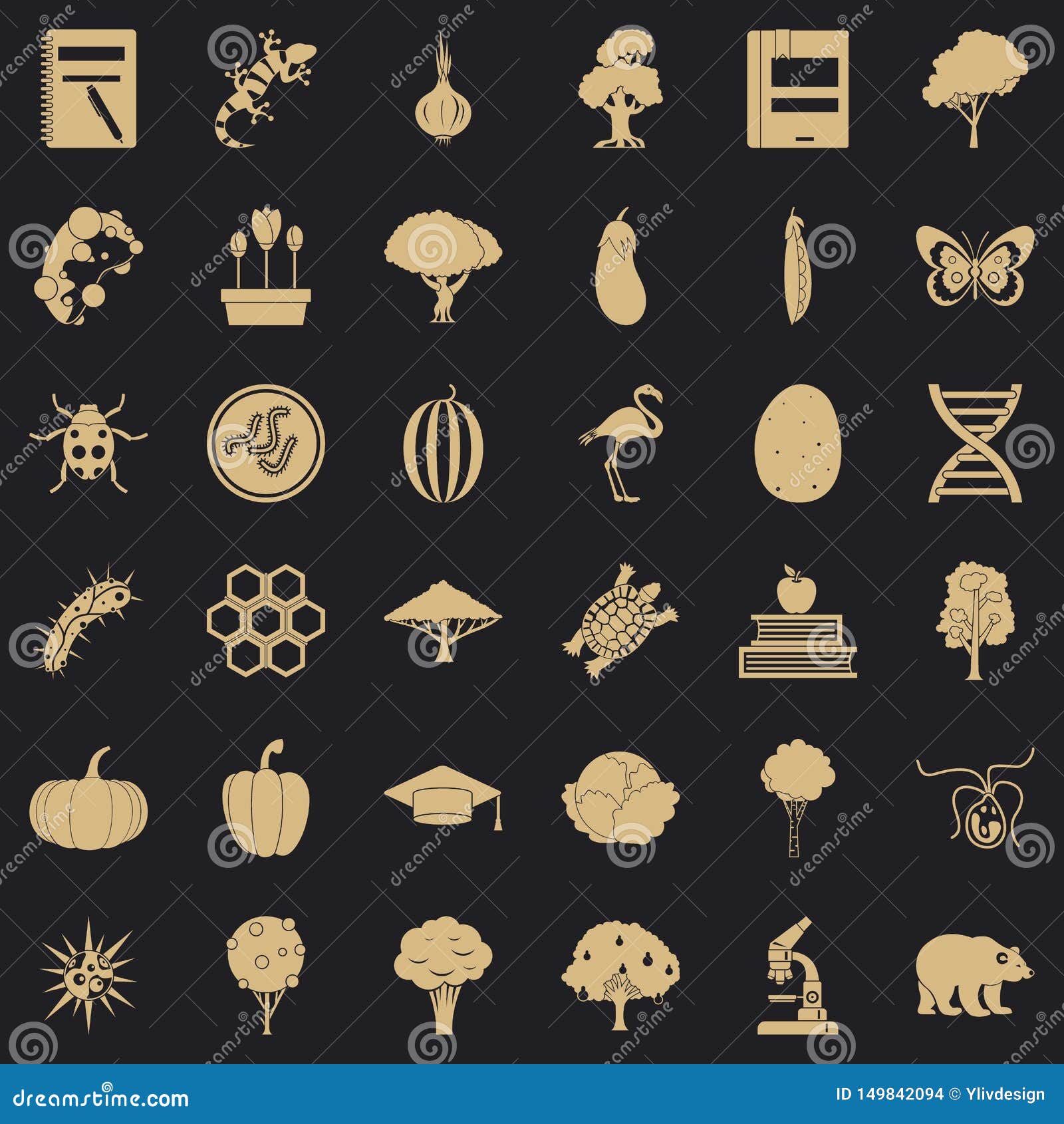 Microbial Icons Set, Simple Style Stock Vector - Illustration of ...