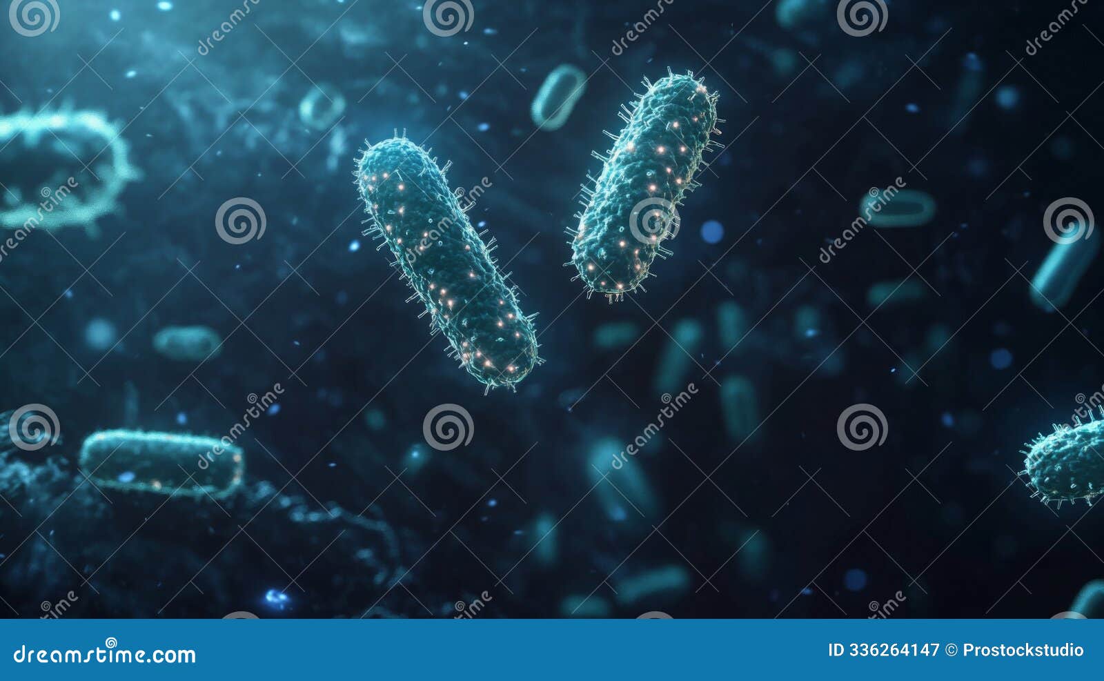 Microbial Life Under the Microscope Showcasing Bacteria in a Vibrant ...