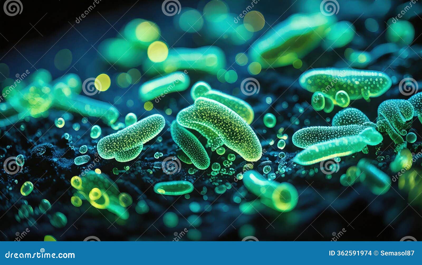 Microbial Microbes Life Teeming with Activity Under a Light Source in a ...