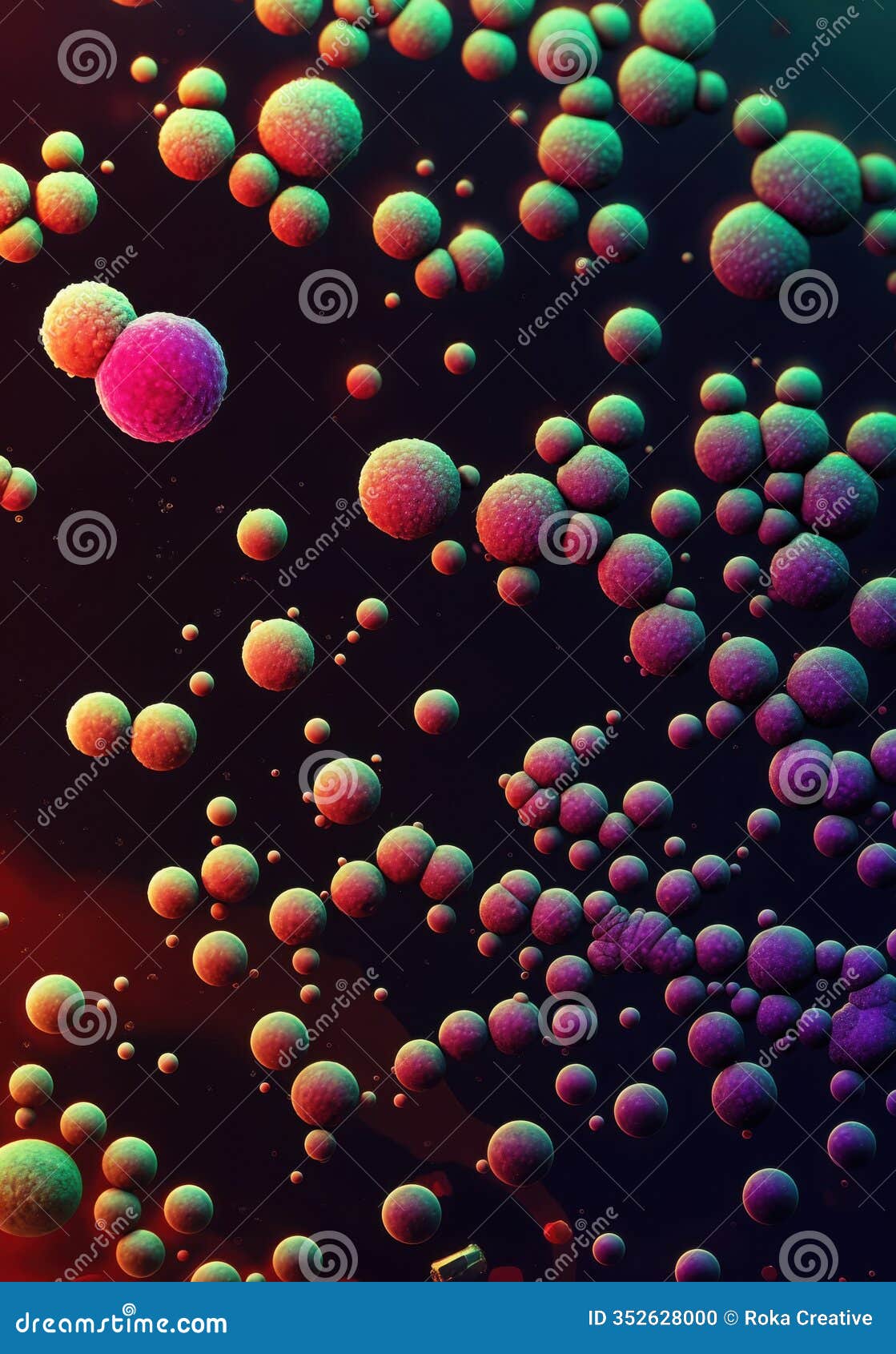 Microbial Spectacle: Vibrant Bacterial Colonies in Close-Up Stock Illustration - Illustration of ...