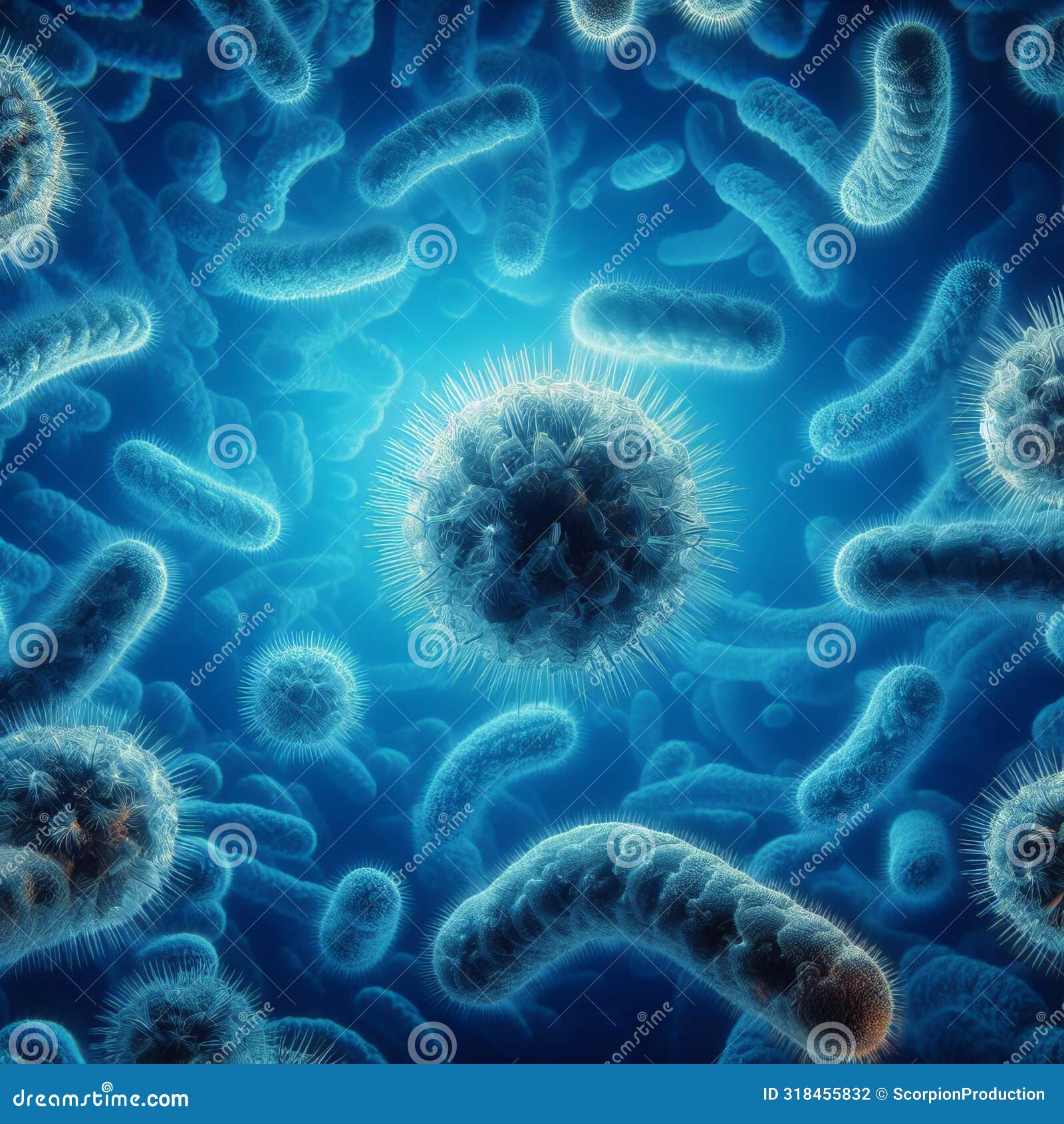 Microbial Universe Under the Microscope Stock Photo - Image of ...