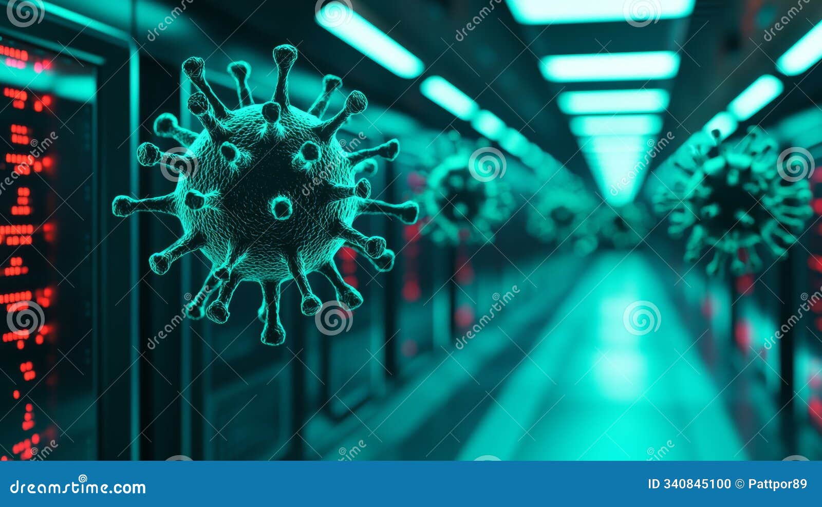 Microbial Visualization in High-Tech Environment Stock Illustration ...