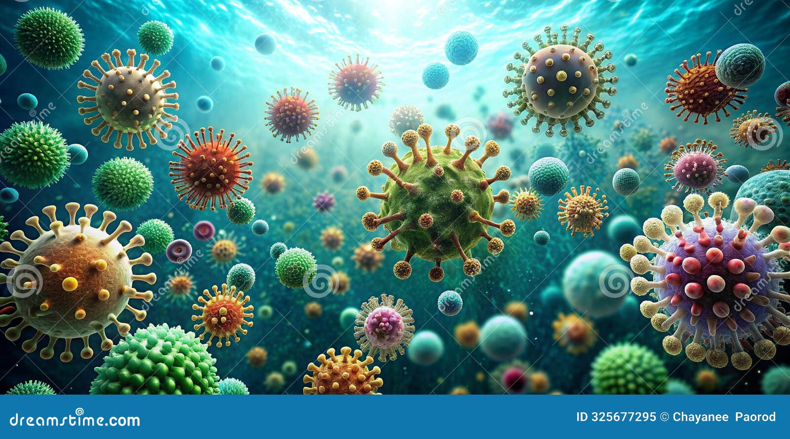 Microbial World Petri Dish. Colorful Bacteria Fungi Algae Protozoa. Lab ...