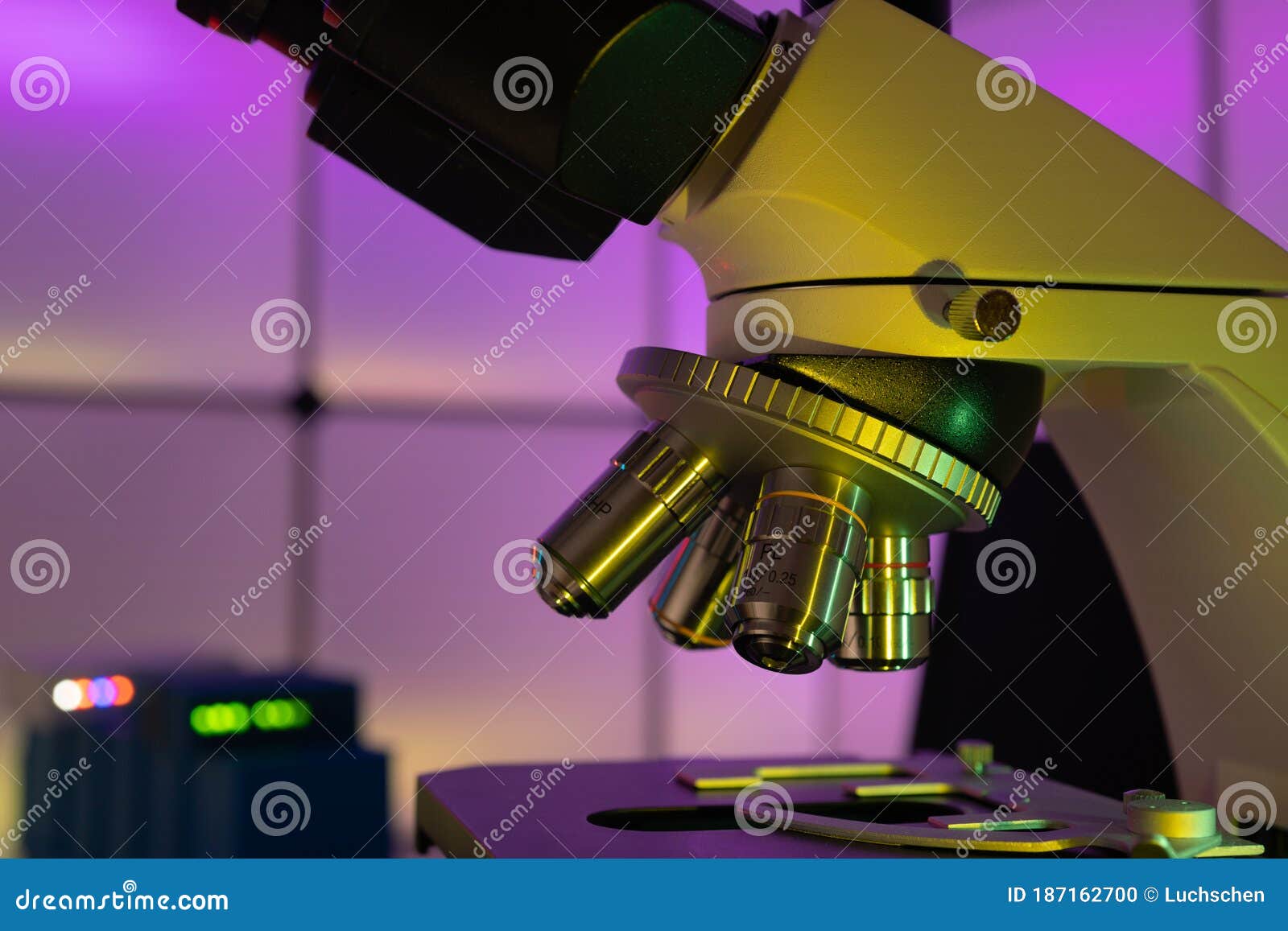 Microbiological Laboratory Microscope in Laboratory Interior Stock ...